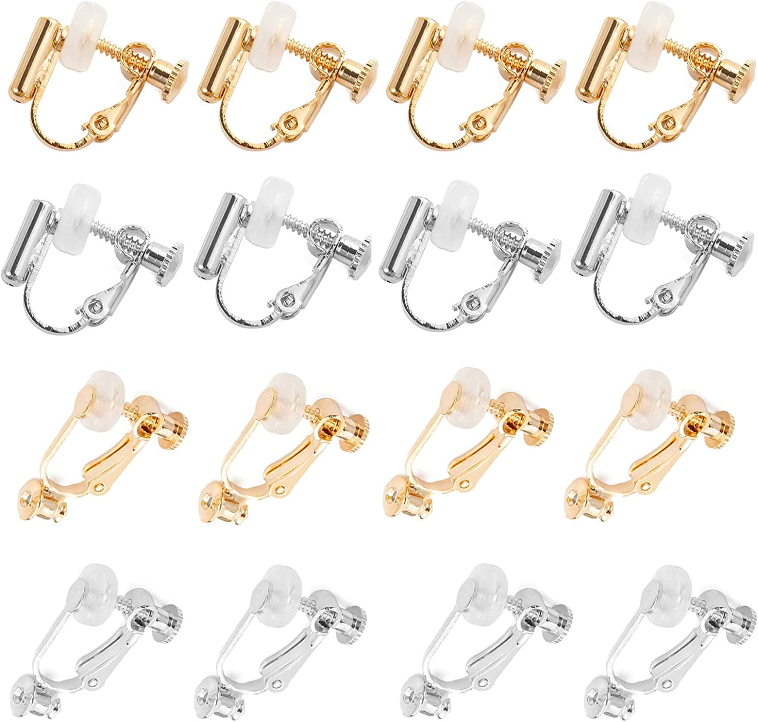 16 Packs Clip-on Earring Converter with Silicon Earring Pads, Easy Open ...