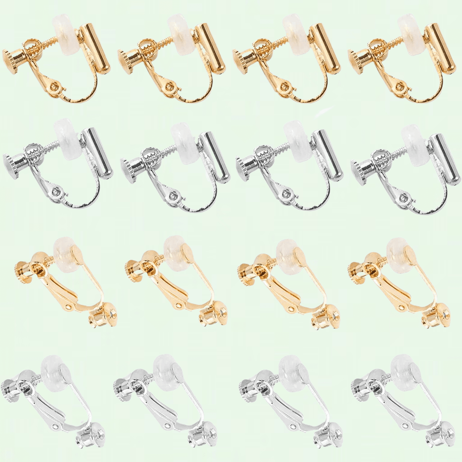 16 Packs Clip-on Earring Converter with Silicone Earring Pads, Easy-to ...