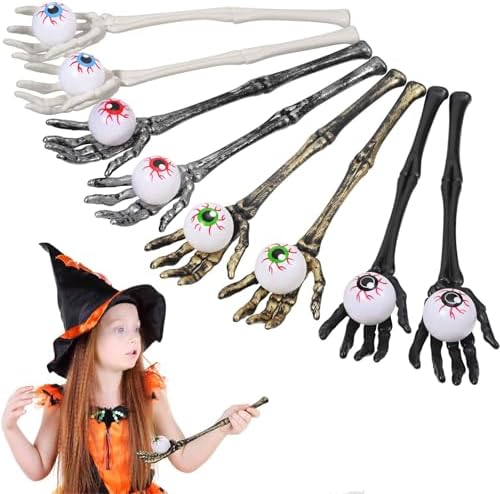 16 Packs Halloween Party Games Set Eyeball Egg and Skeleton Hand Spoon ...