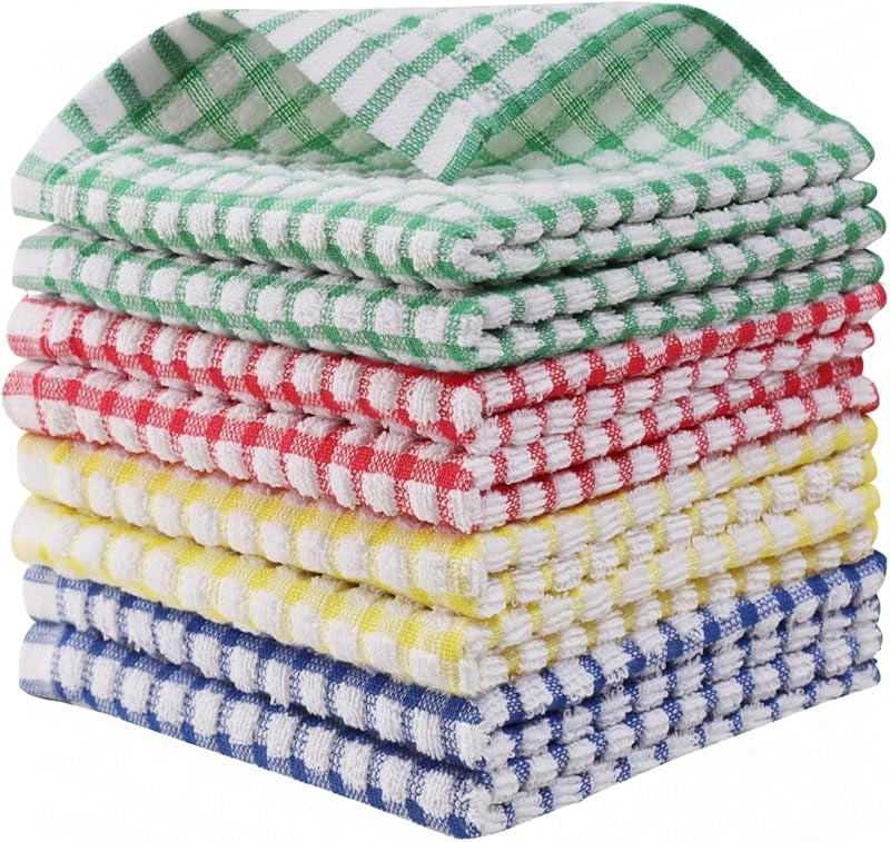 16 Packs Kitchen Dishcloths 12x12 Inches 100% Cotton Kitchen Dish ...