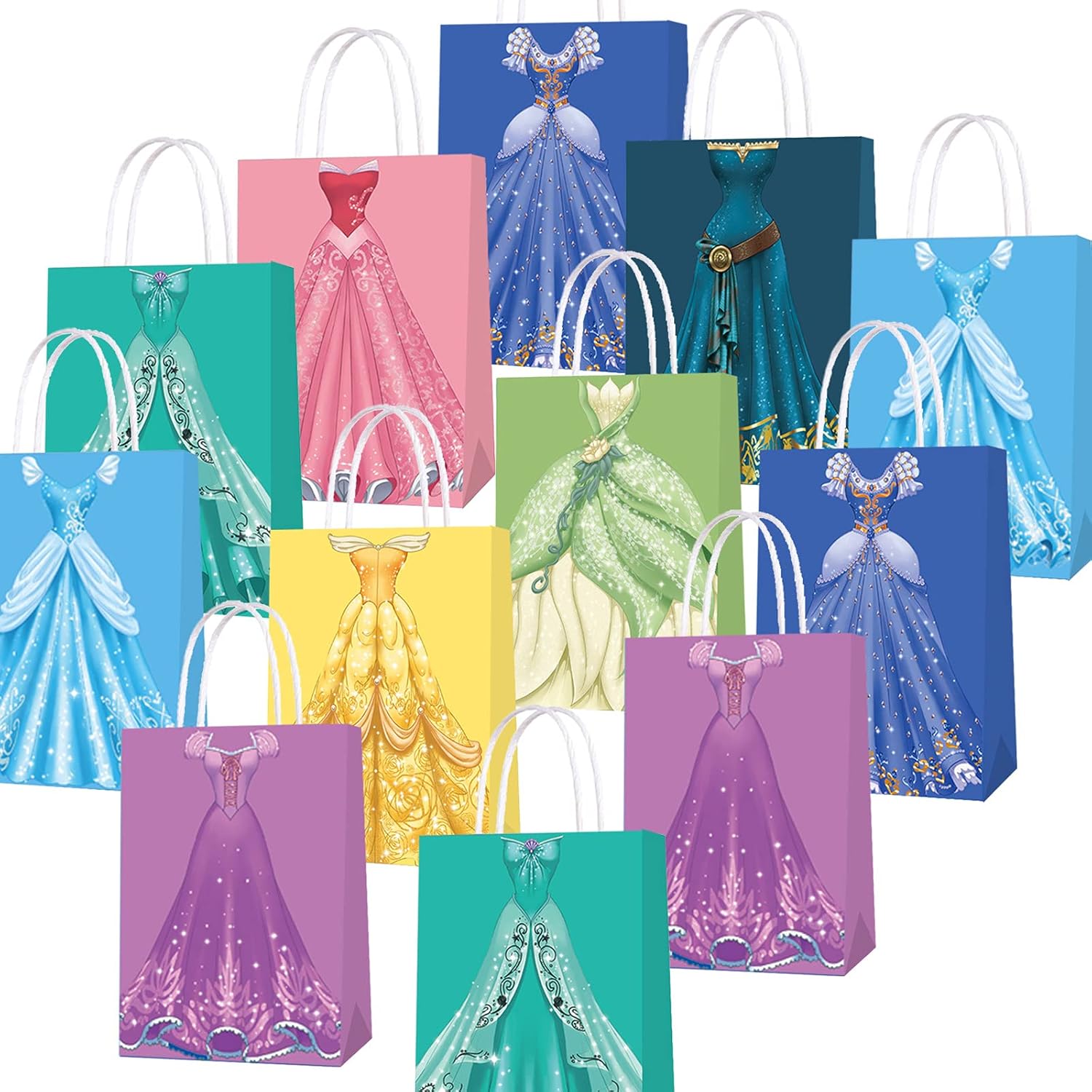 16 Packs Princess Party Gift Bags, Princess Party Supplies for Kids ...
