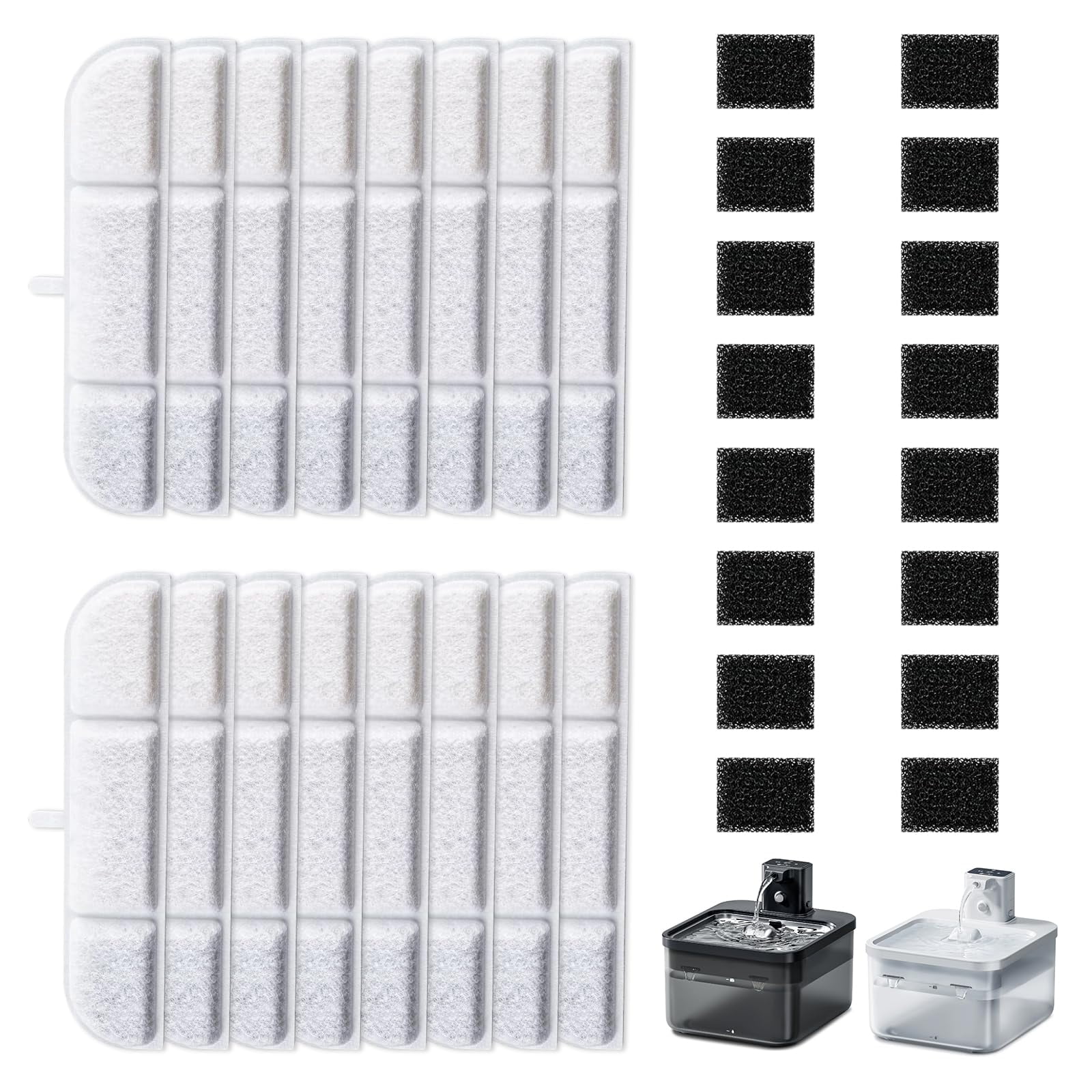 16 Packs Replacement Filters Compatible with Downy Paws Cat Water Fountain - Triple Filtration ...