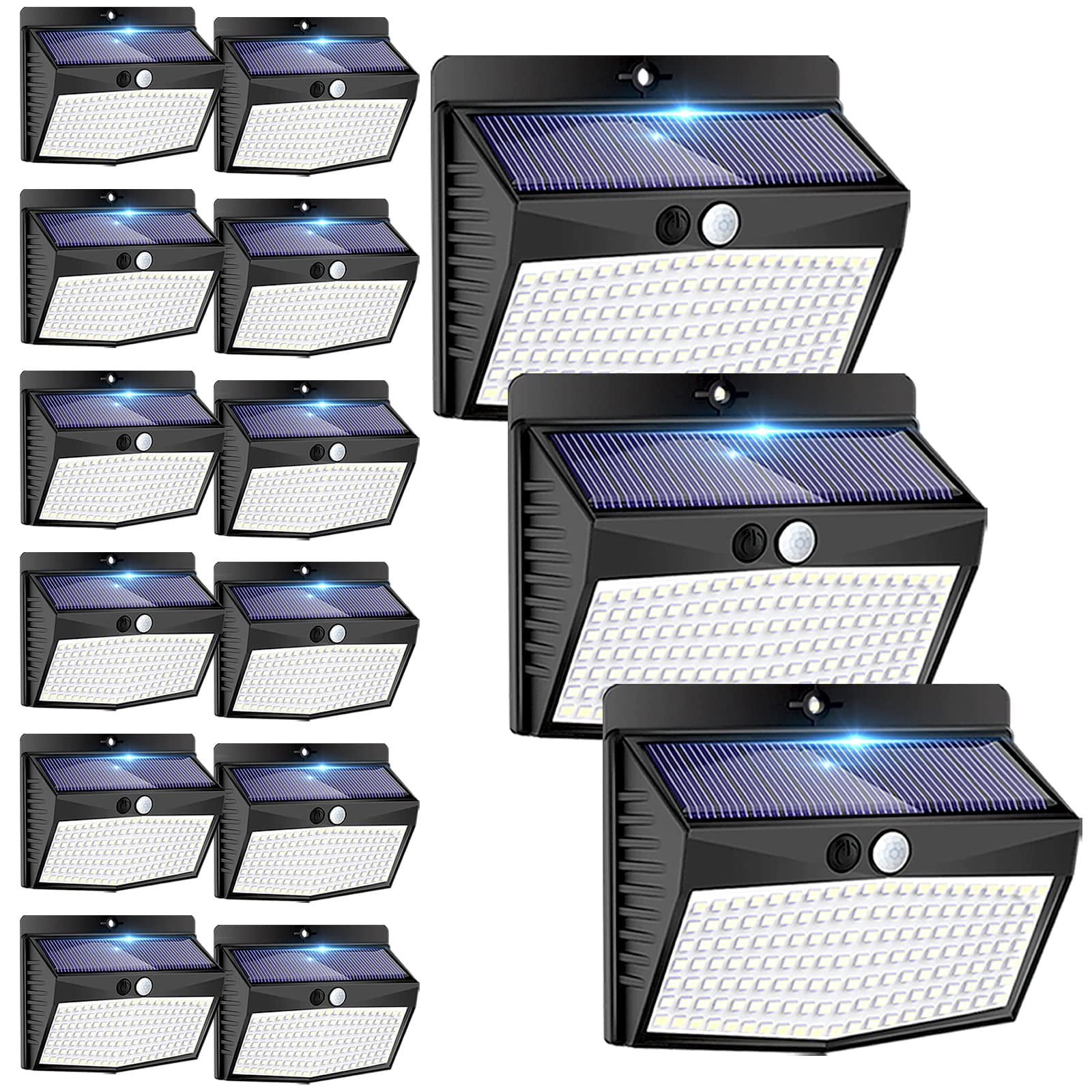 [ 16 Packs] Solar Motion Sensor Lights Outdoor, Solar Fence Lights with 3 Lighting Modes, Solar ...