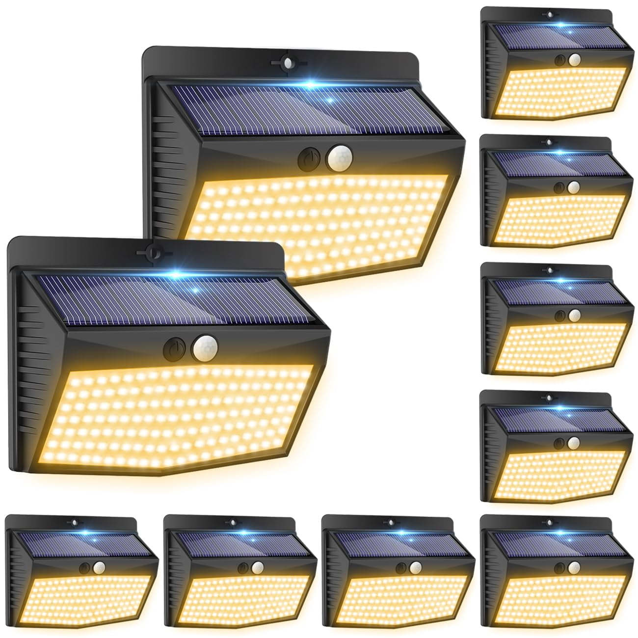 [ 16 Packs] Solar Motion Sensor Lights Outdoor, Solar Fence Lights with 3 Lighting Modes, Solar ...