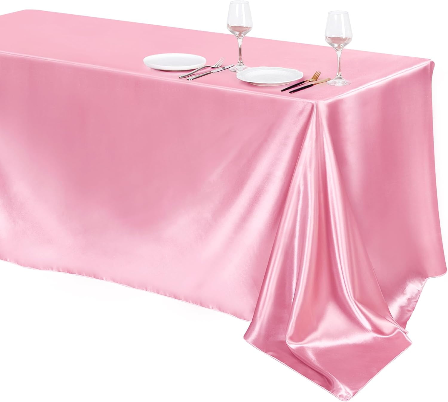 16 Packs White Satin Tablecloth 102 x 58 Inch Overlay Satin Table Cover ...