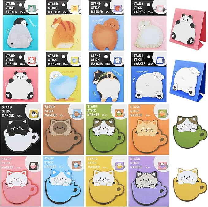 16 Pads Creative Sticky Notes, Cute Animal Note Book Set, Note Paper ...