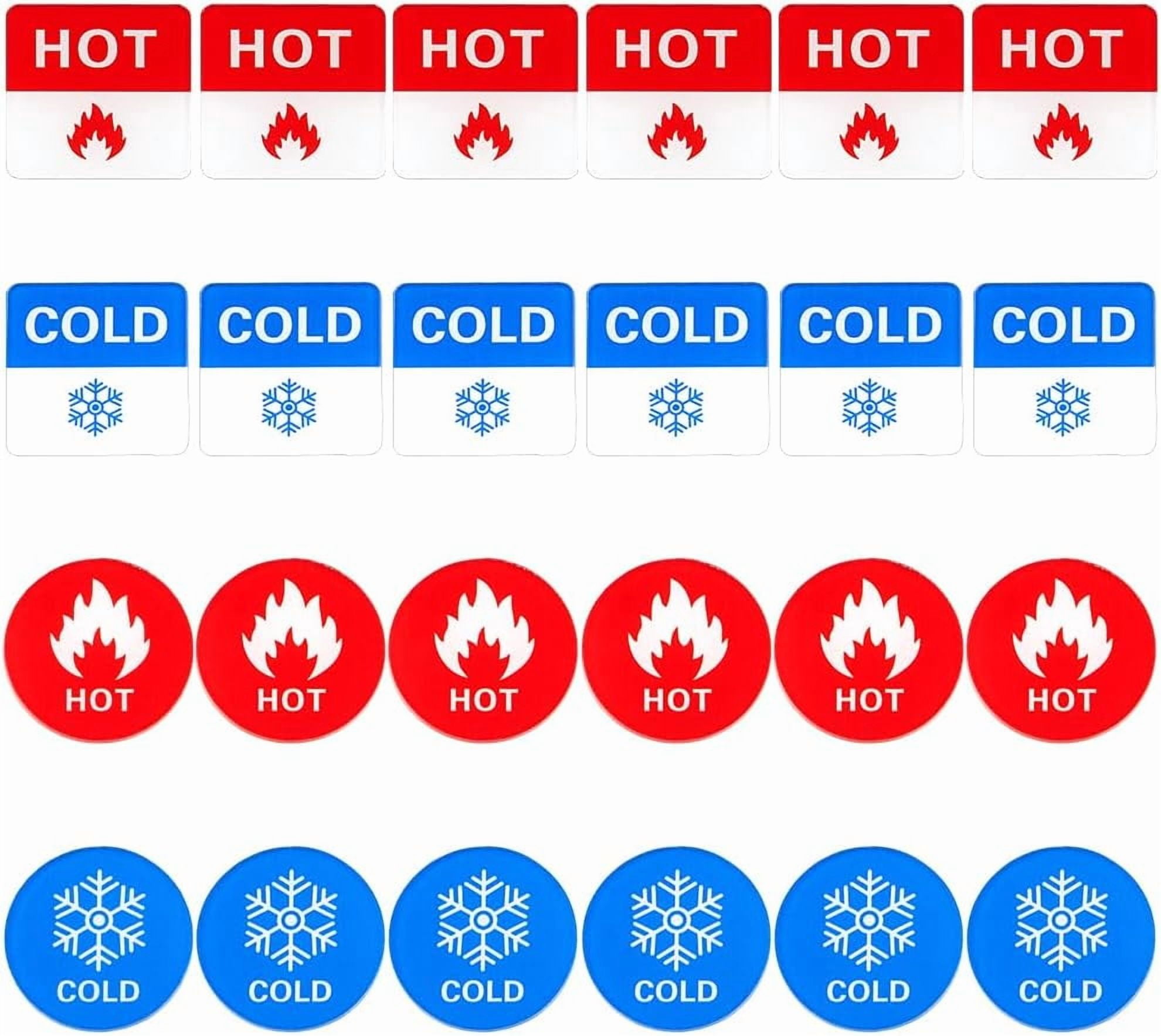 16 Pairs 2 Shapes Hot and Cold Water Signs Hot and Cold Water Stickers ...