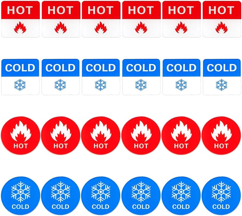 16 Pairs 2 Style Acrylic Public Signs Hot & Cold Water Marking for ...