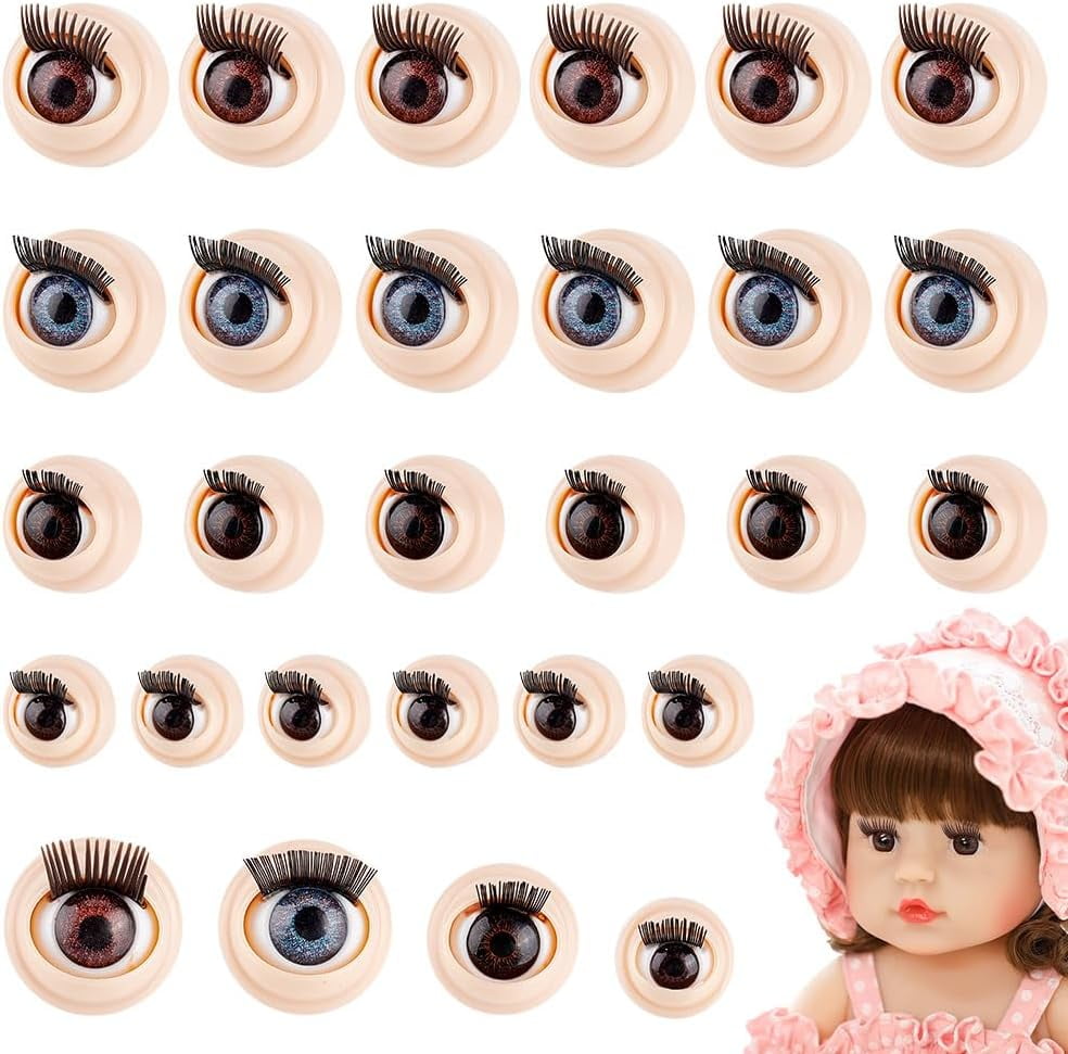 16 Pairs 3D Safety Eyes with Eyelash 4 Style Puppet Eyes Amigurumi ...