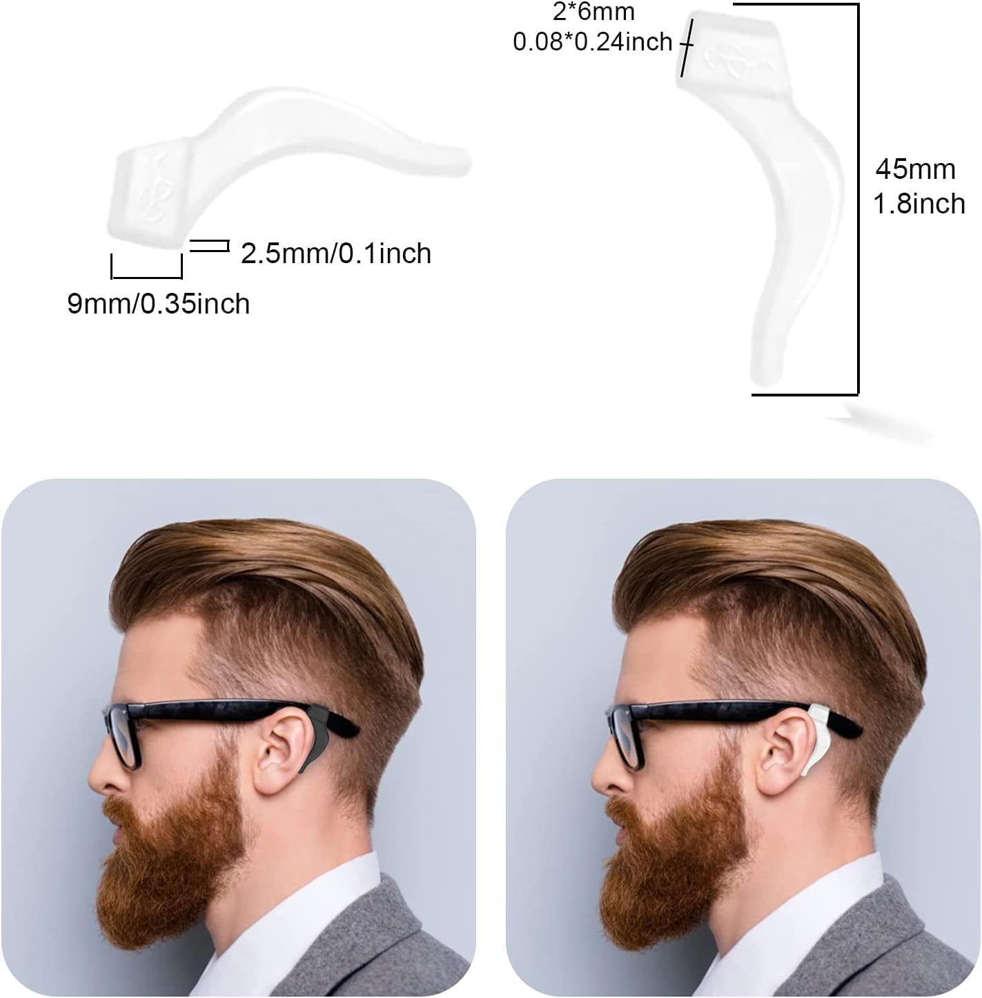 16 Pairs Glasses Ear Grip, Anti-Slip Glasses Ear Hook Comfort Silicone ...