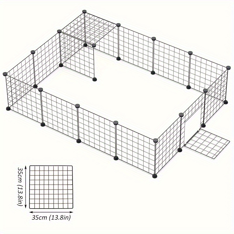 16 Panels Foldable Black Pet Playpen with Door, Easy Assembly Portable ...