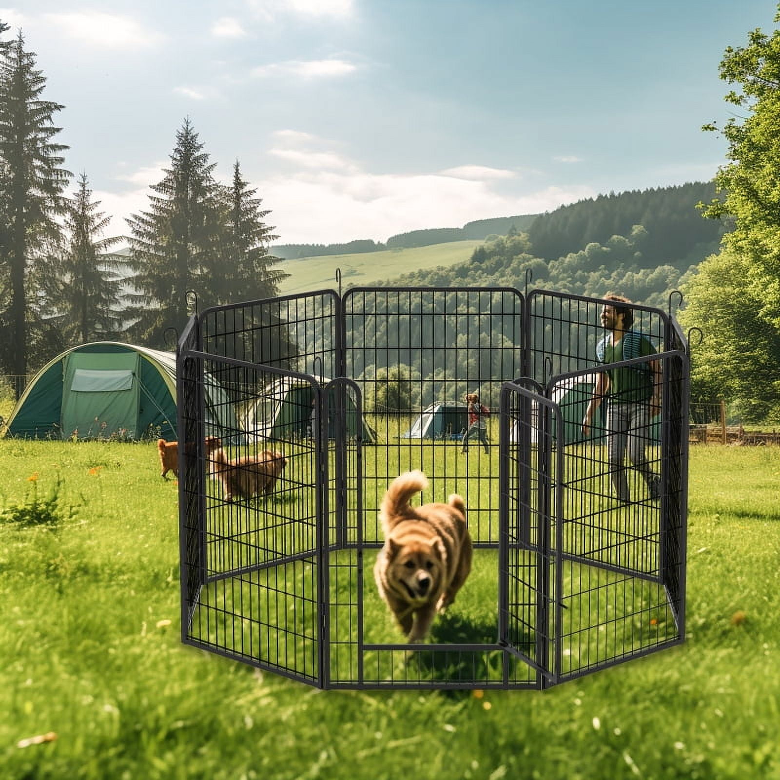 16 Panels Heavy Duty Metal Playpen with door,39.37"H Dog Fence Pet ...