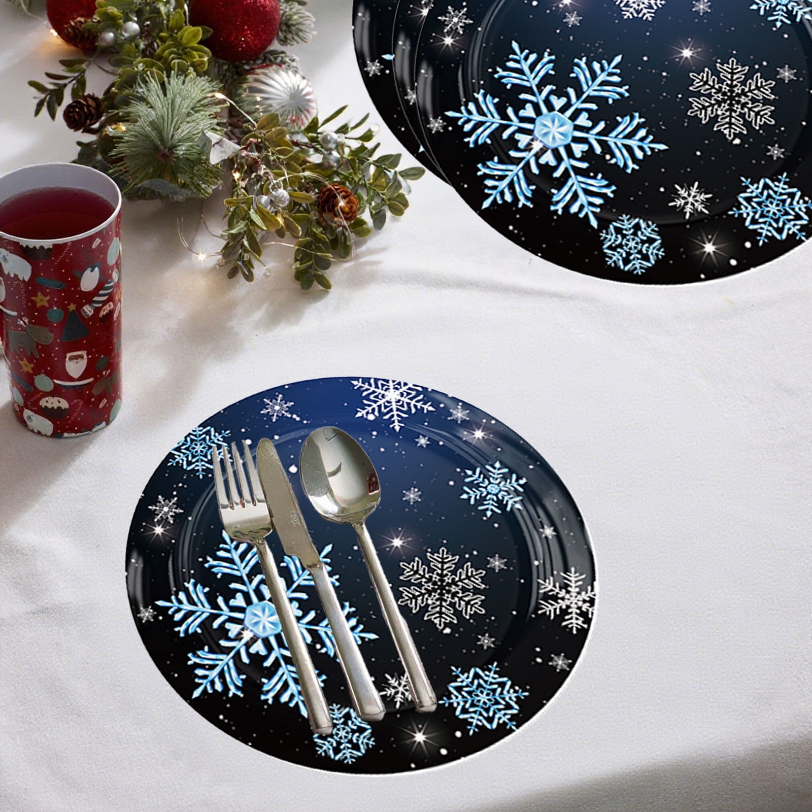Winter Snowflake Paper Plates & Napkins Set – 10-Pc Disposable ...