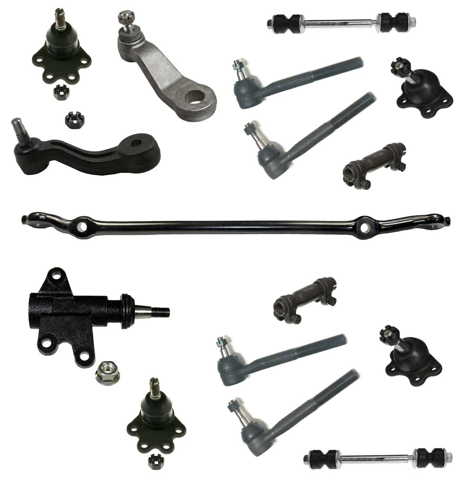 16 Pc Steering & Suspension Kit Center Link Adjusting Sleeves Tie Rod Ends Upper & Lower Ball ...