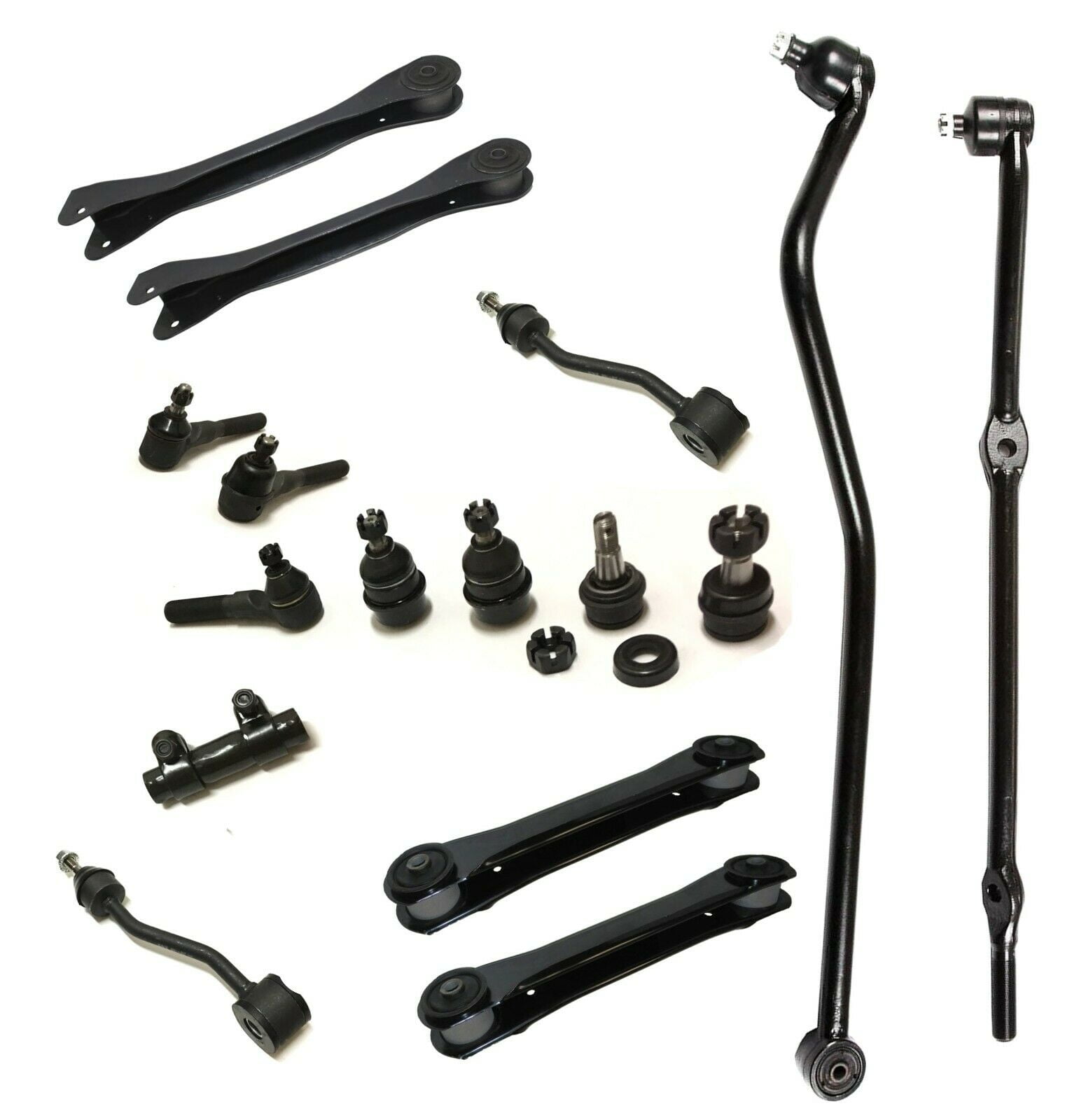 16 Pc Suspension Steering Kit Upper & Lower Control Arm with Bushing ...