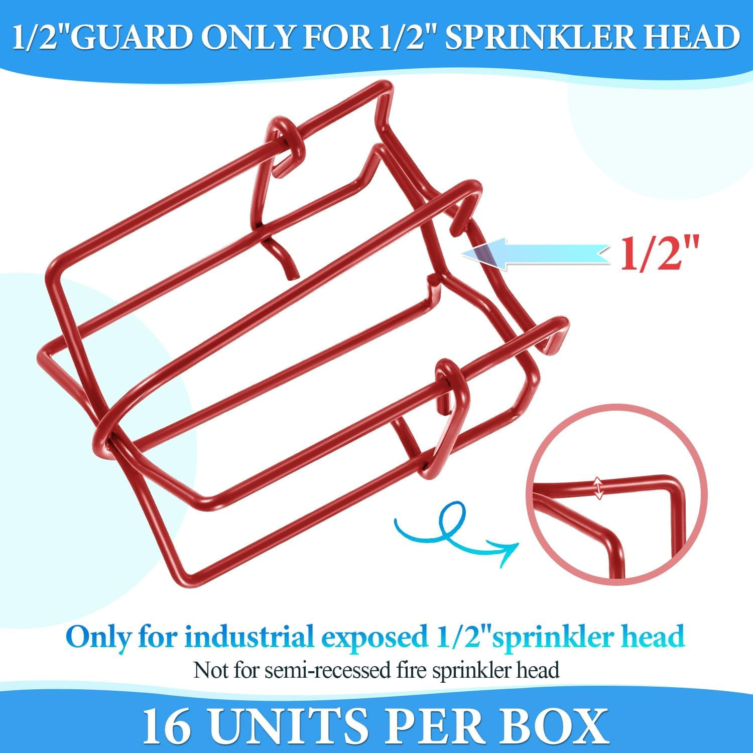 16 Pcs 1/2" Red Fire Sprinkler Head Cage Guard Protector Cover for ...