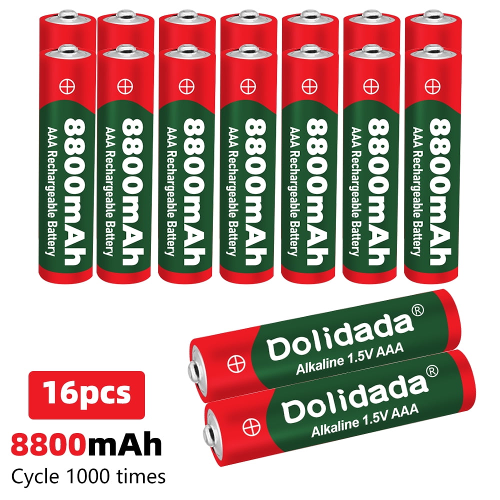 16 Pcs 1.5V AAA Rechargeable High-Performance Alkaline Batteries, Recharge up to 1000 Times ...