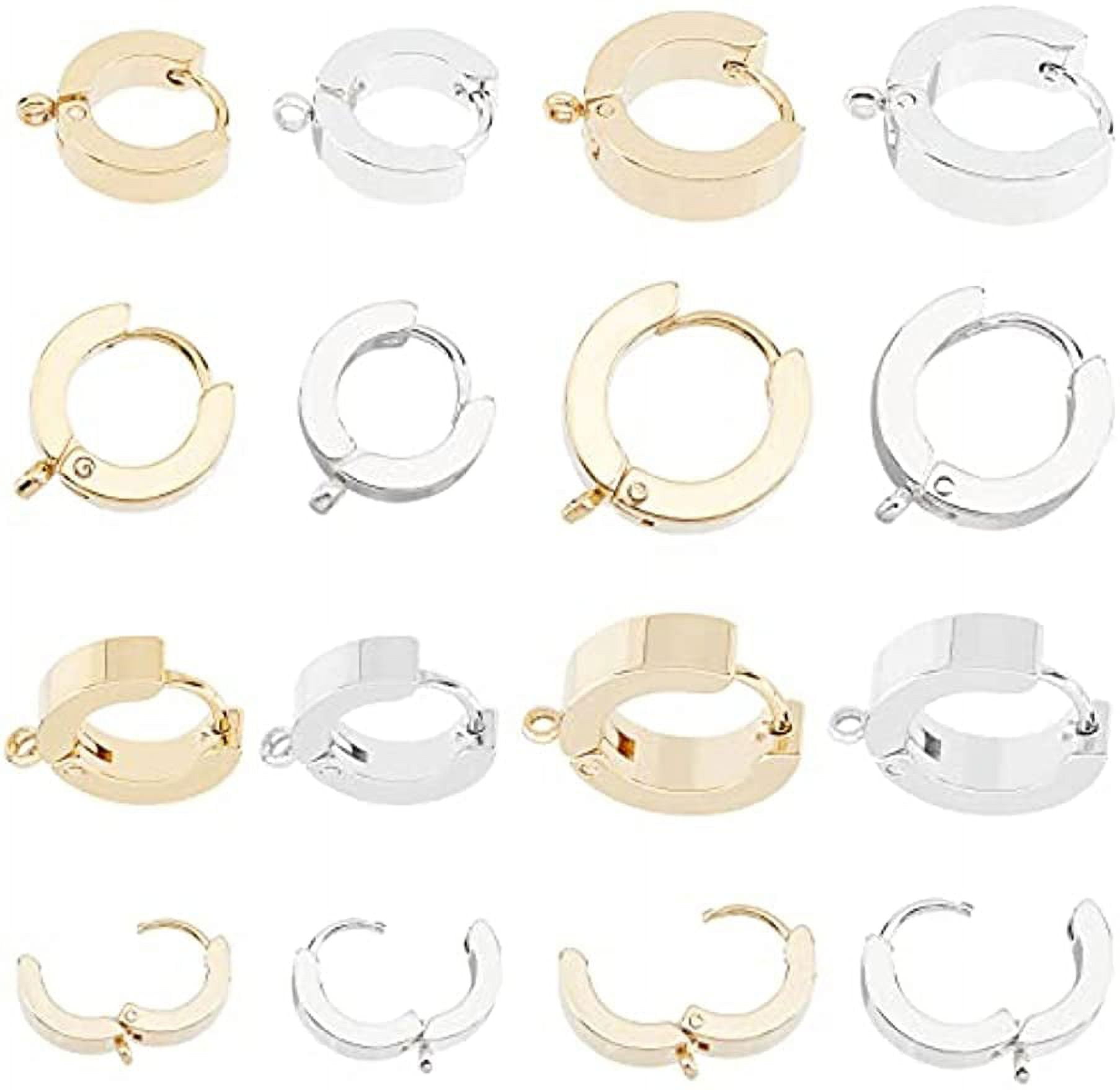 16 Pcs 2 Colors Huggie Hoop Earrings Findings Stainless Steel Leverback ...
