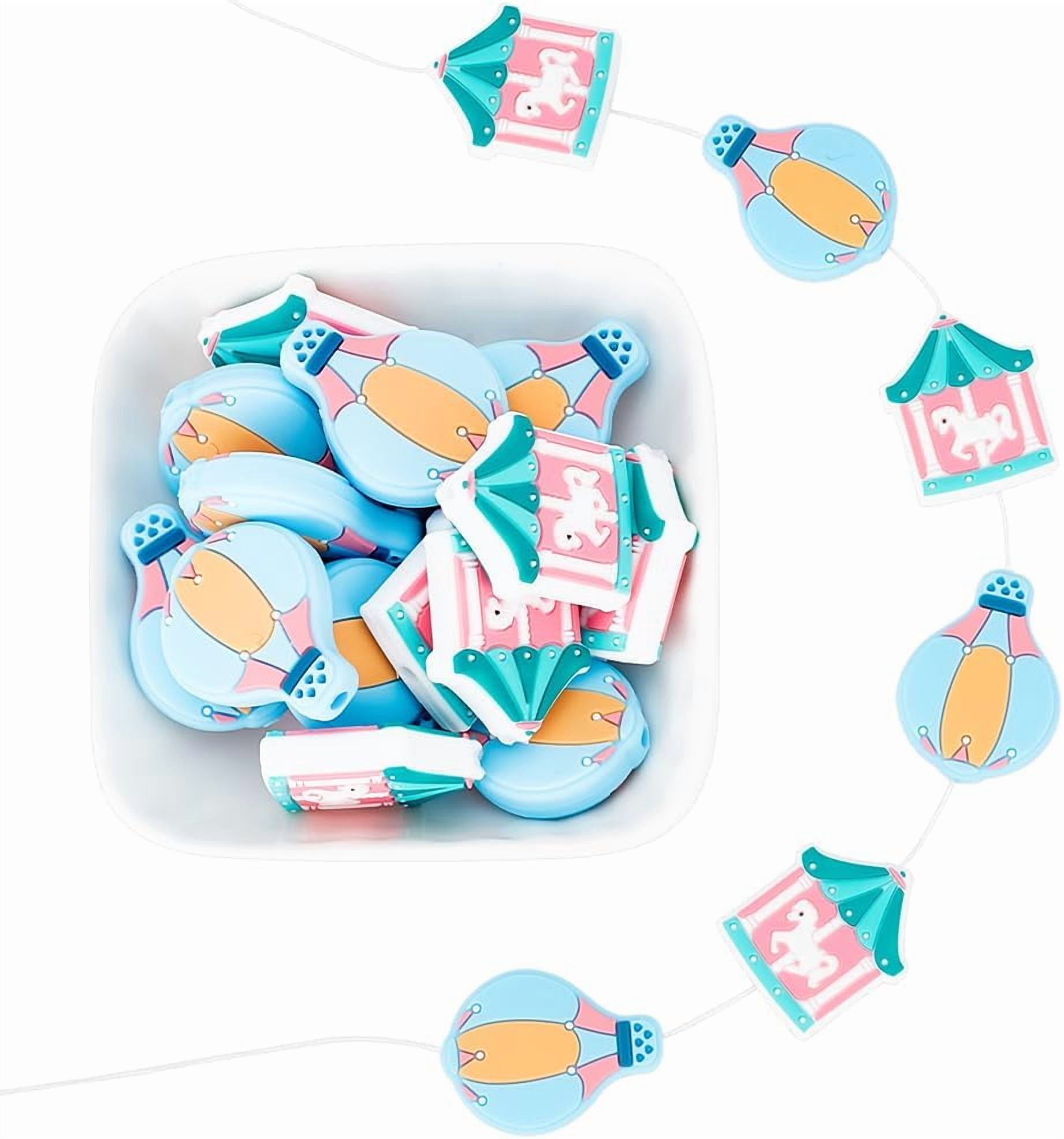 16 Pcs 2 Styles Silicone Focal Beads Playground Theme Merry-Go-Round ...