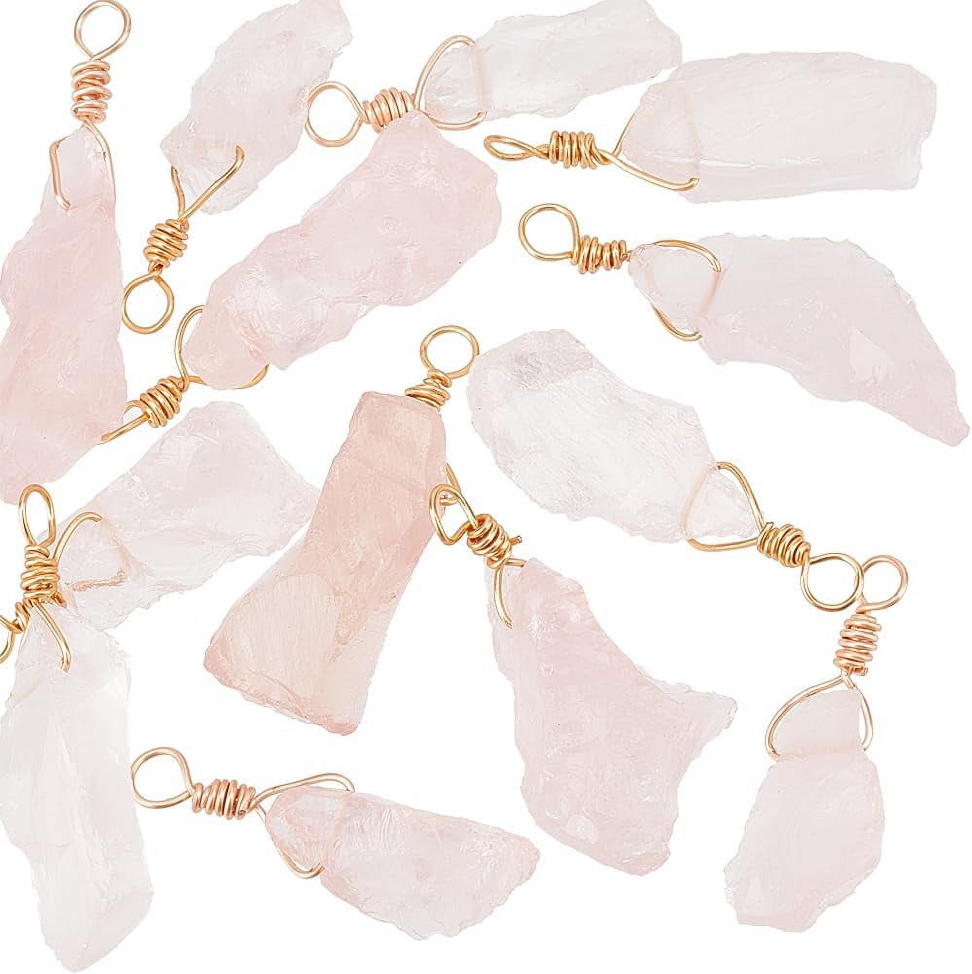 16 Pcs 28 mm Natural Rose Quartz Pendants Bulk Irregular Pink Quartz ...