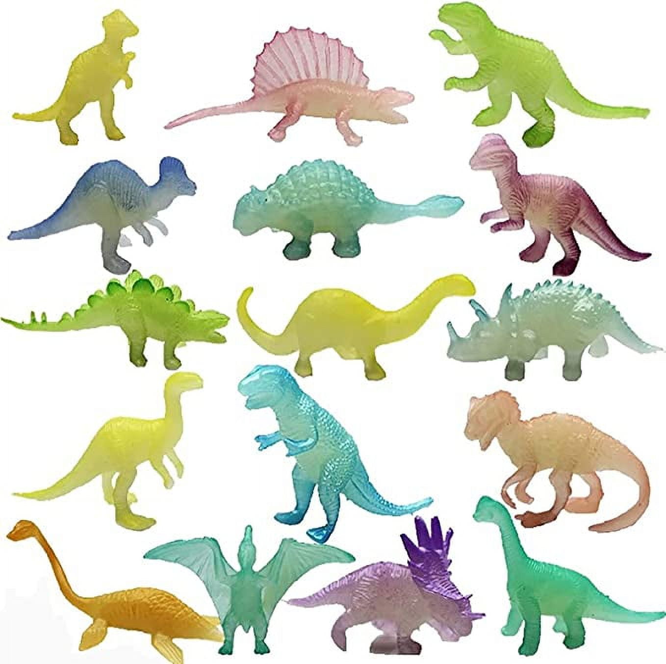 16 Pcs 2inch Mini Dinosaur Toy Set Glow in Dark Small Luminous ...