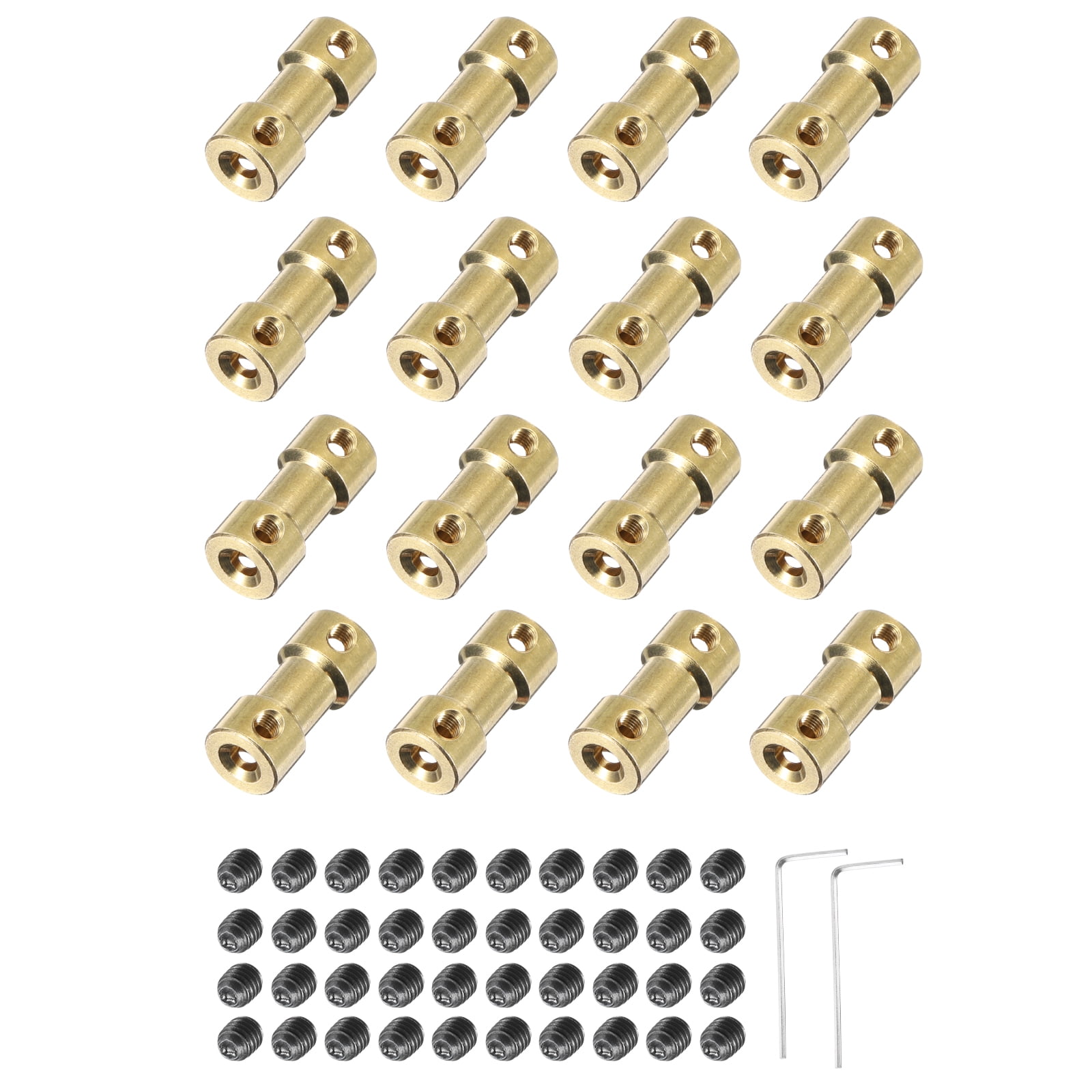 16 Pcs 2mm to 3mm Brass Shaft Coupling Joint Connector with Screws and ...