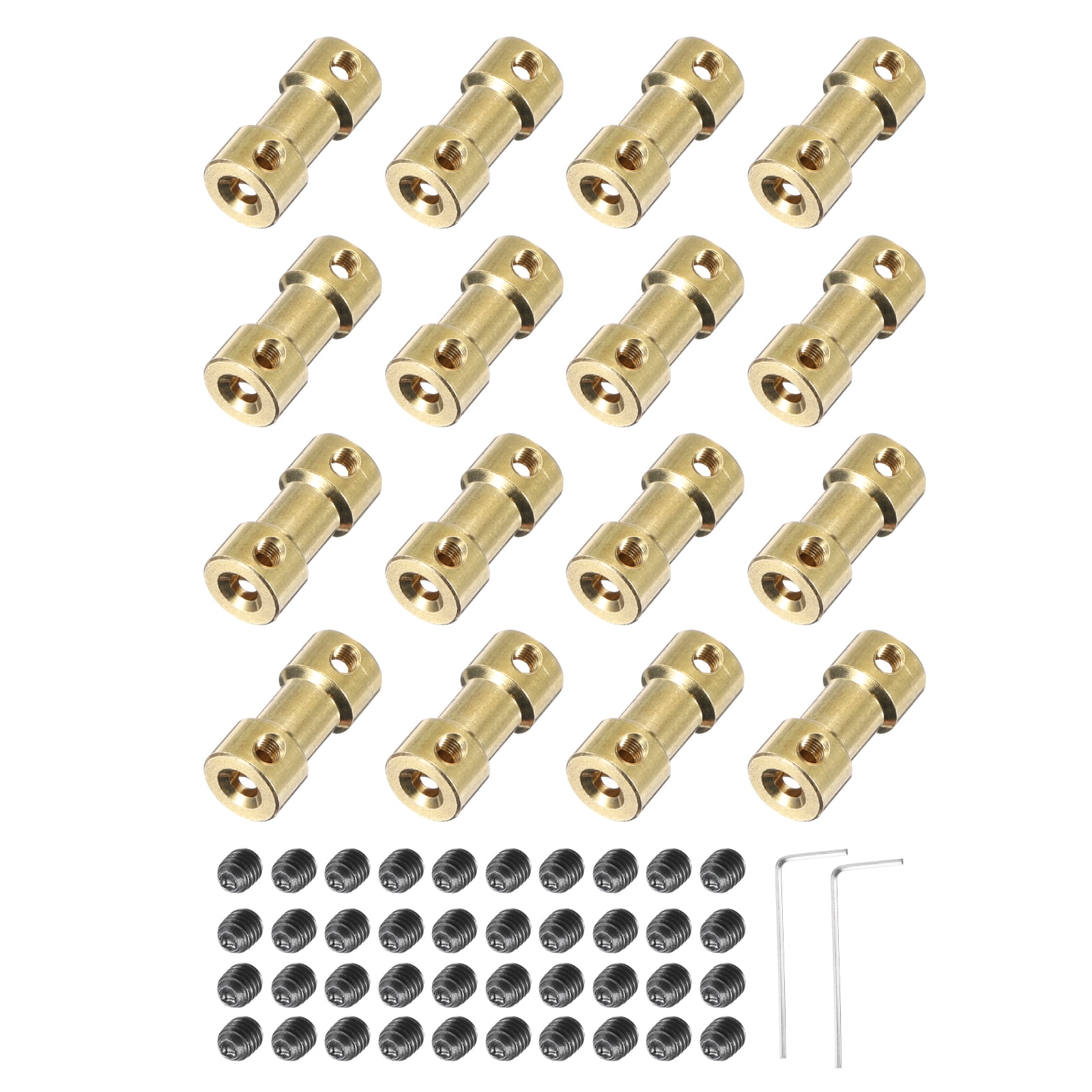 16 Pcs 3.17mm to 4mm Brass Shaft Coupling Joint Connector with Screws ...