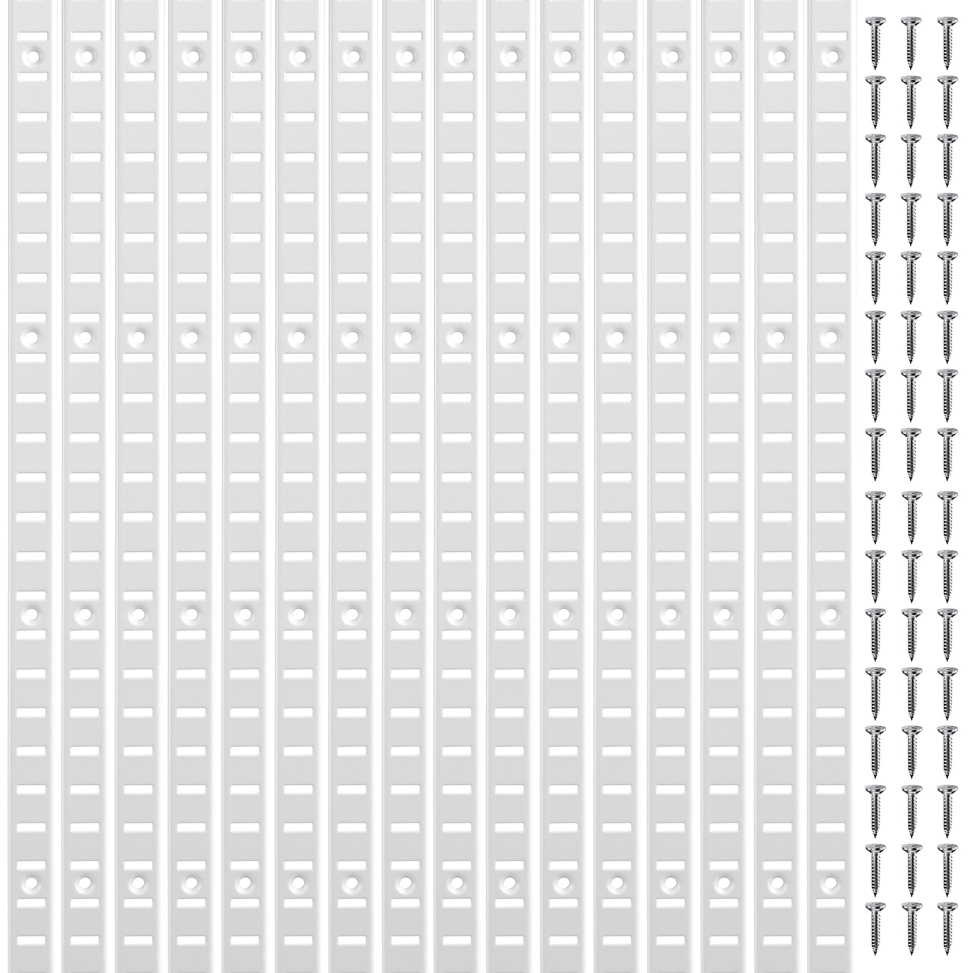 16 Pcs 36 Inch White Shelf Track Adjustable Shelf Track System Metal ...