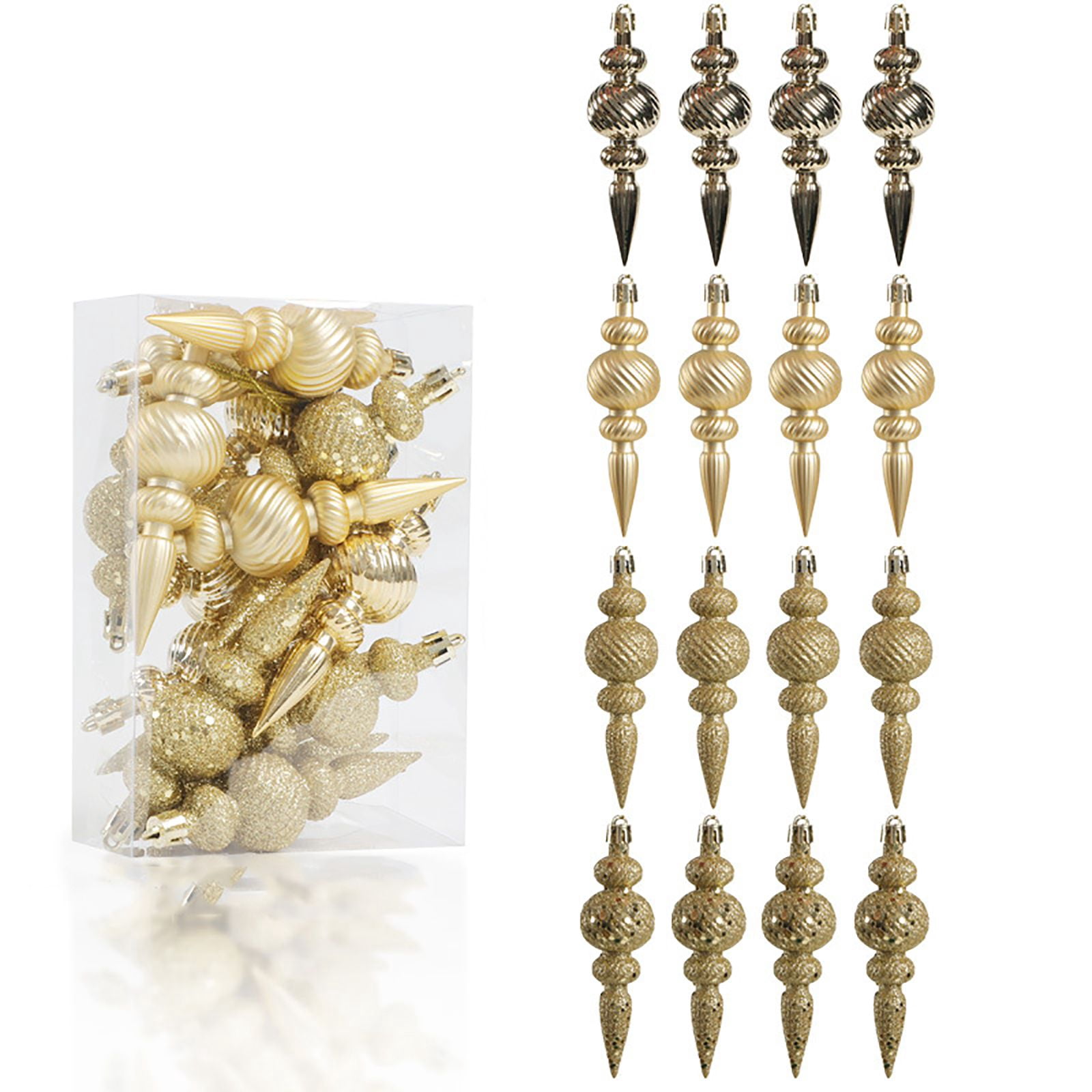 16 Pcs 4.3inch Christmas Finials Balls Ornaments Shatterproof Vintage ...