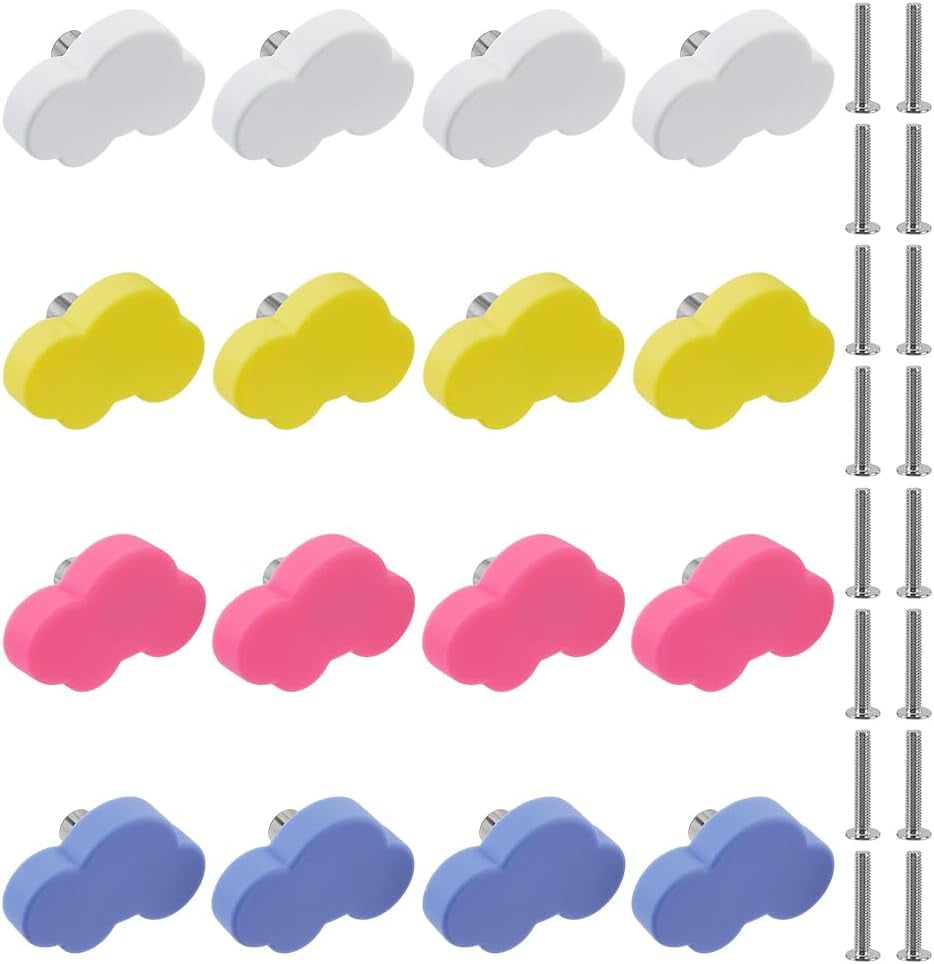 16 Pcs 4 Cartoon Shape Knobs Cloud Shape Rubber Handles Drawer Pulls ...