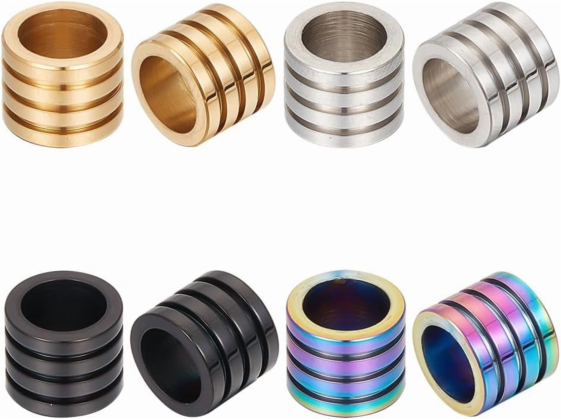 16 Pcs 4 Colors Grooved Column Beads 304 Stainless Steel Parachute ...