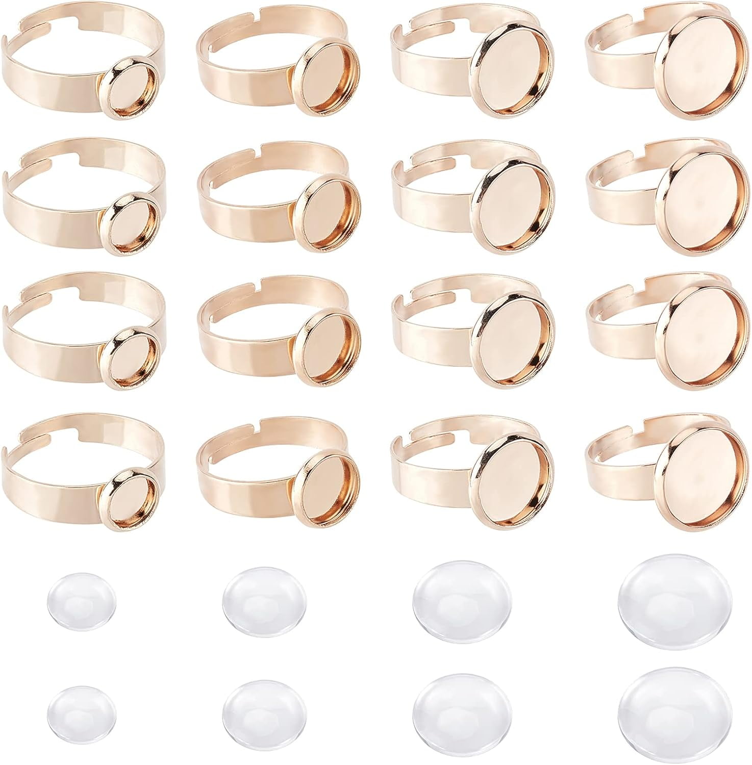 16 Pcs 4 Sizes Adjustable Ring Bases DIY Finger Rings Making Kits Blank ...