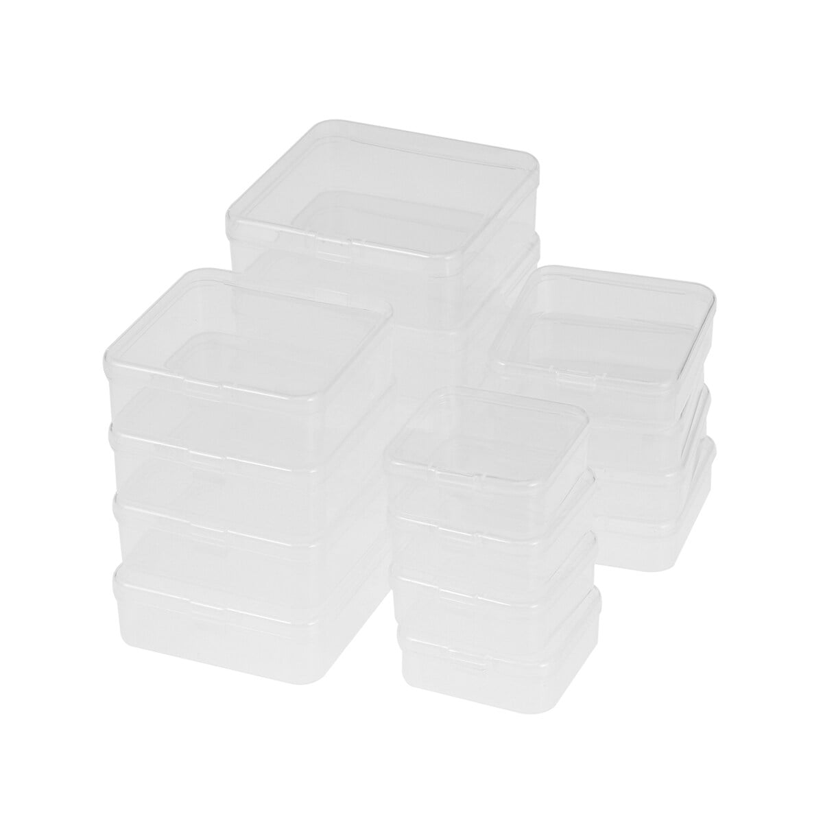 16 Pcs 4 Sizes Snap Type Small Clear Plastic Containers Component ...