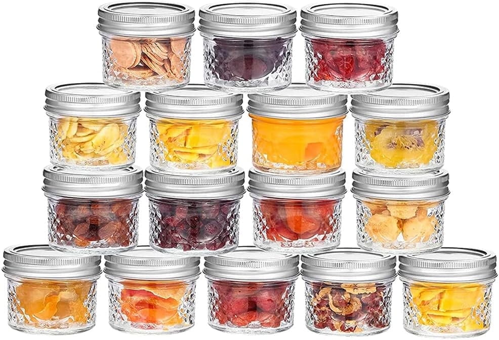 16 Pcs 4oz Clear Glass Mini Mason Jars, Small Canning Jars Spice Jars ...