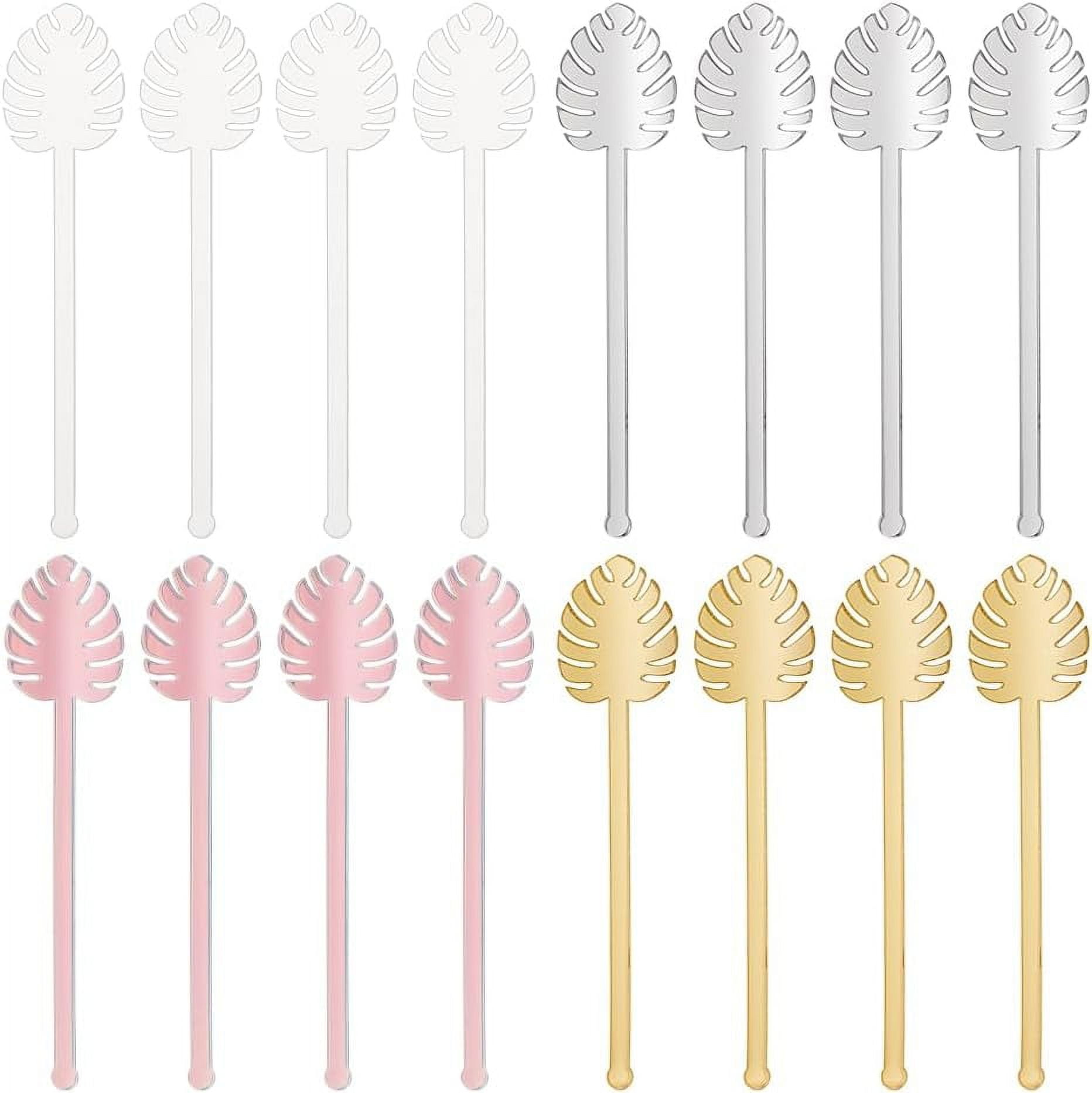 16 Pcs 6 Inche Acrylic Cocktail Swizzle Stick Mirrors 4 Colors Monstera ...