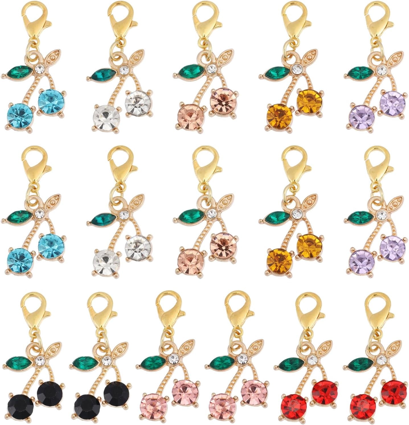 16 Pcs 8 Colors Cherry Shoes Charms Cherry Shoelace Pendant Alloy ...