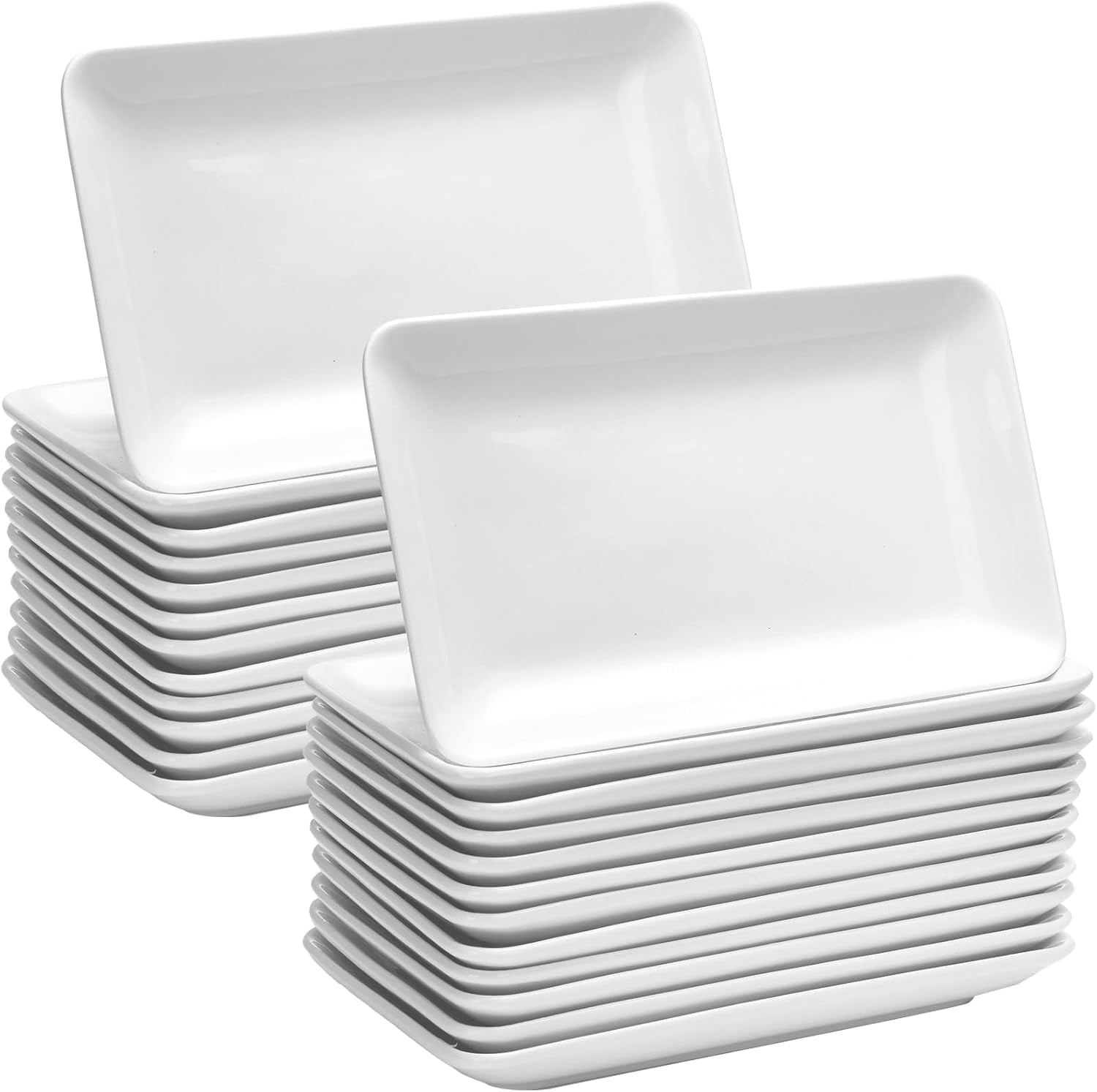 16 Pcs 8 Inch Rectangular Salad Plates White Rectangular Porcelain ...