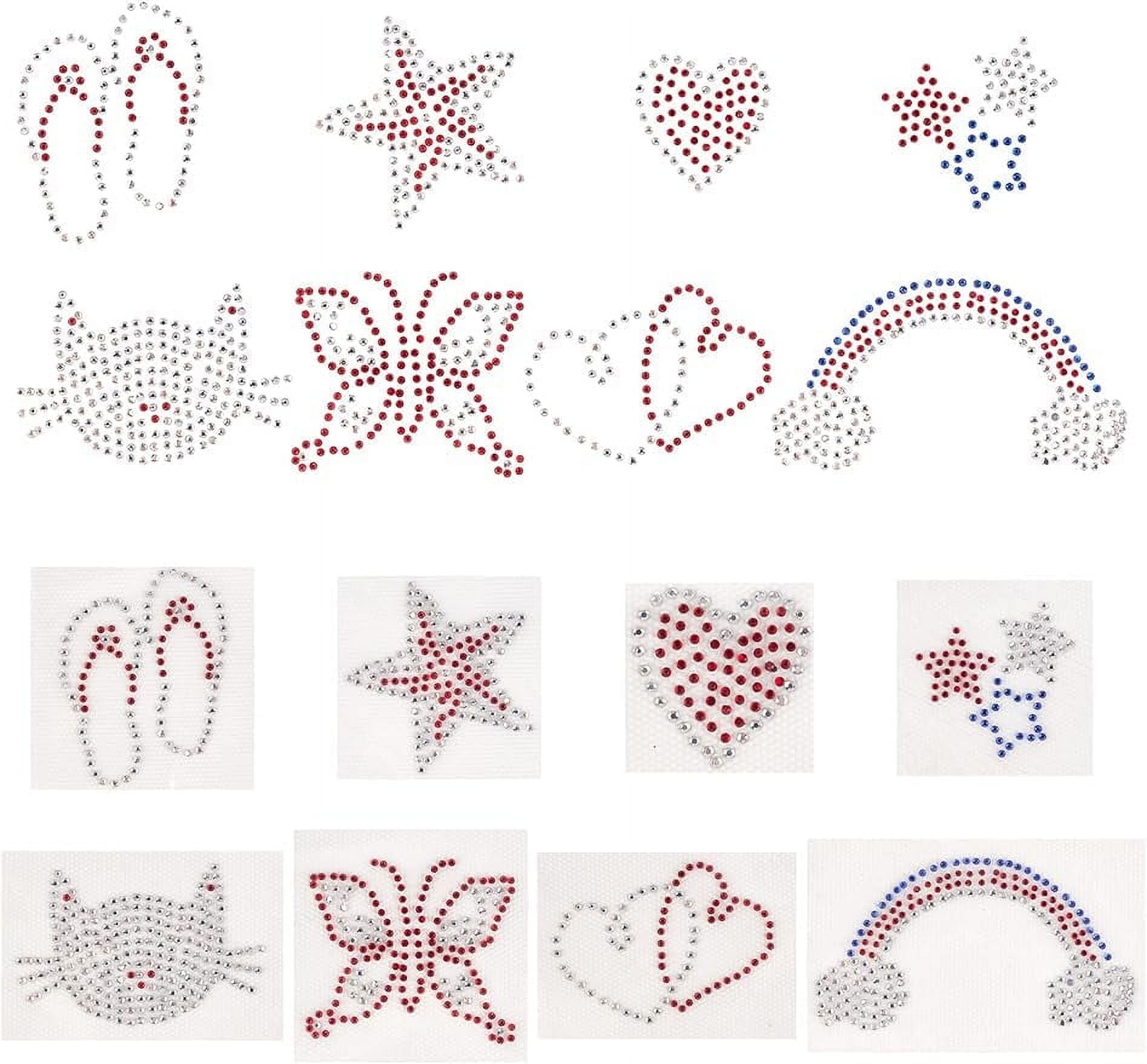 16Pcs 8 Patterns Rhinestone Hot Drilling Pattern DIY Transfers Patches ...