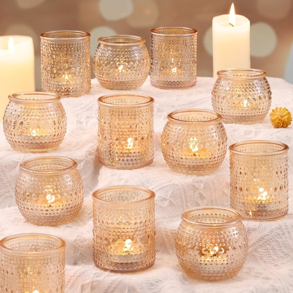 16 Pcs Assorted Gold Votive Candle Holders- Gold Candle Holders for ...