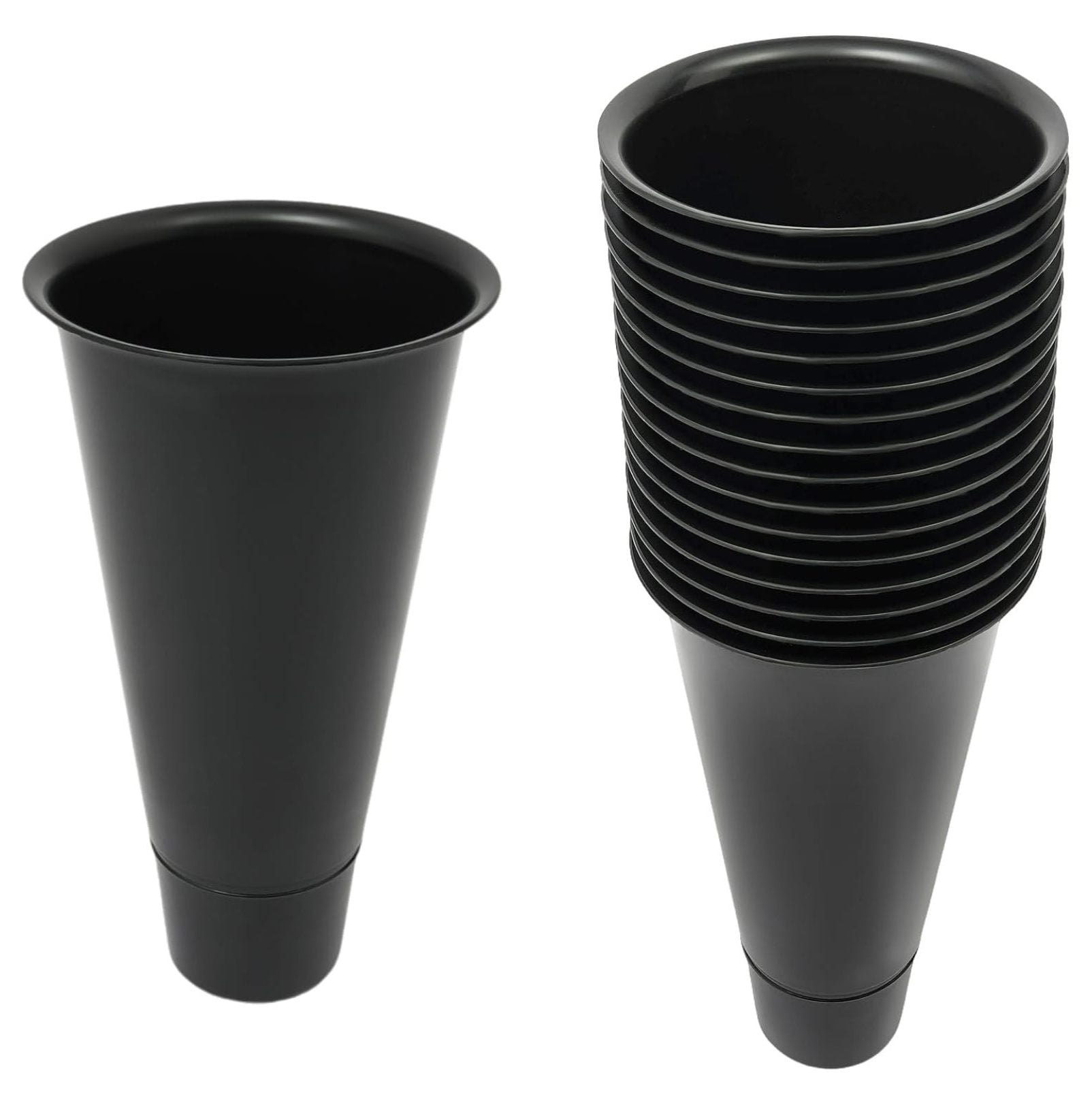 16 Pcs Black Plastic Flower Buckets,Coniform Flower Display Buckets ...
