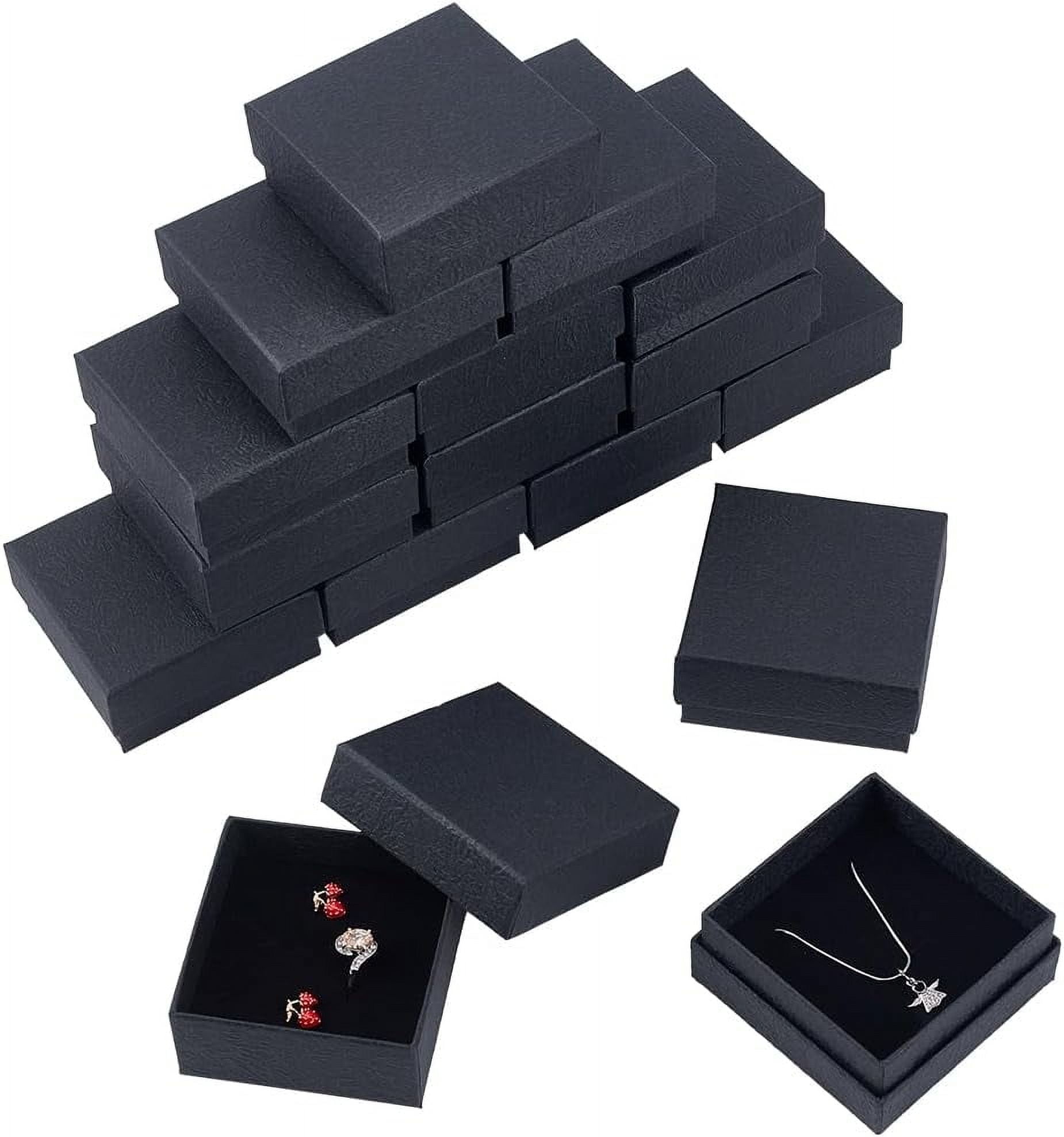 16 Pcs Black Texture Cardboard Jewelry Boxes 3.58x3.58x1.14 Inch Paper Gift Box Cardboard ...