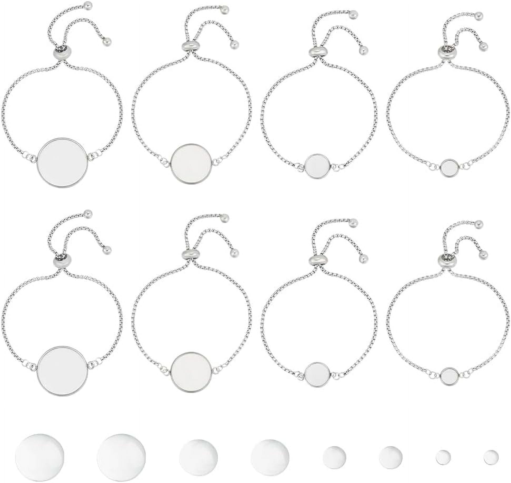 16 Pcs Bracelet Bezel Settings Kit Including 8 pcs 304 Stainless Steel ...