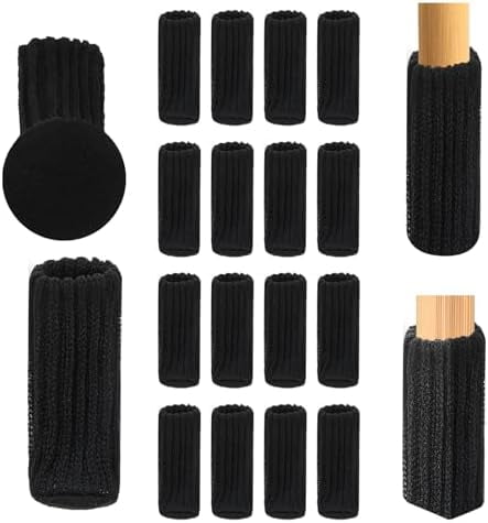 16 Pcs Chair Leg Socks, Black Chair Socks for Hardwood Floors, High ...