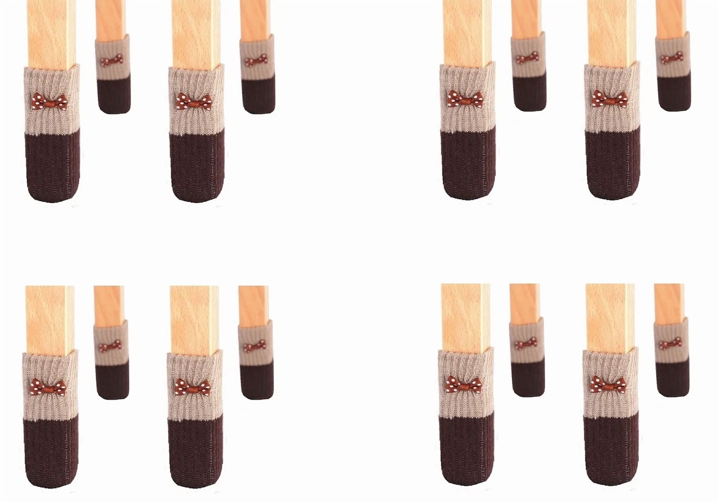 16 Pcs Chair Table Legs Knitted Socks Tips Pads Floor Protector Dark ...