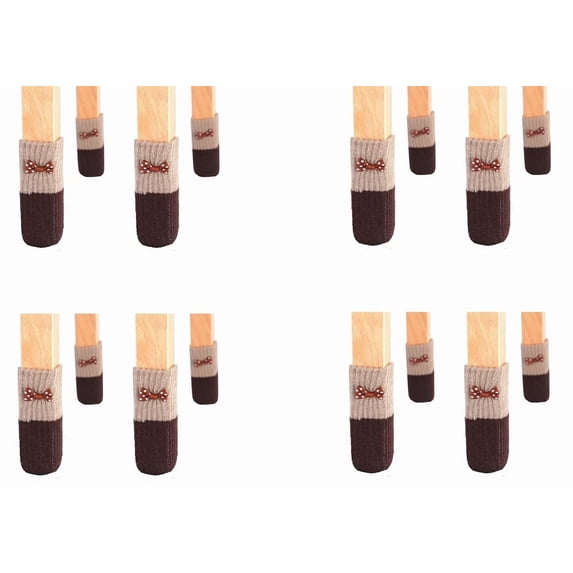 16 Pcs Chair Table Legs Knitted Socks Tips Pads Floor Protector Dark ...