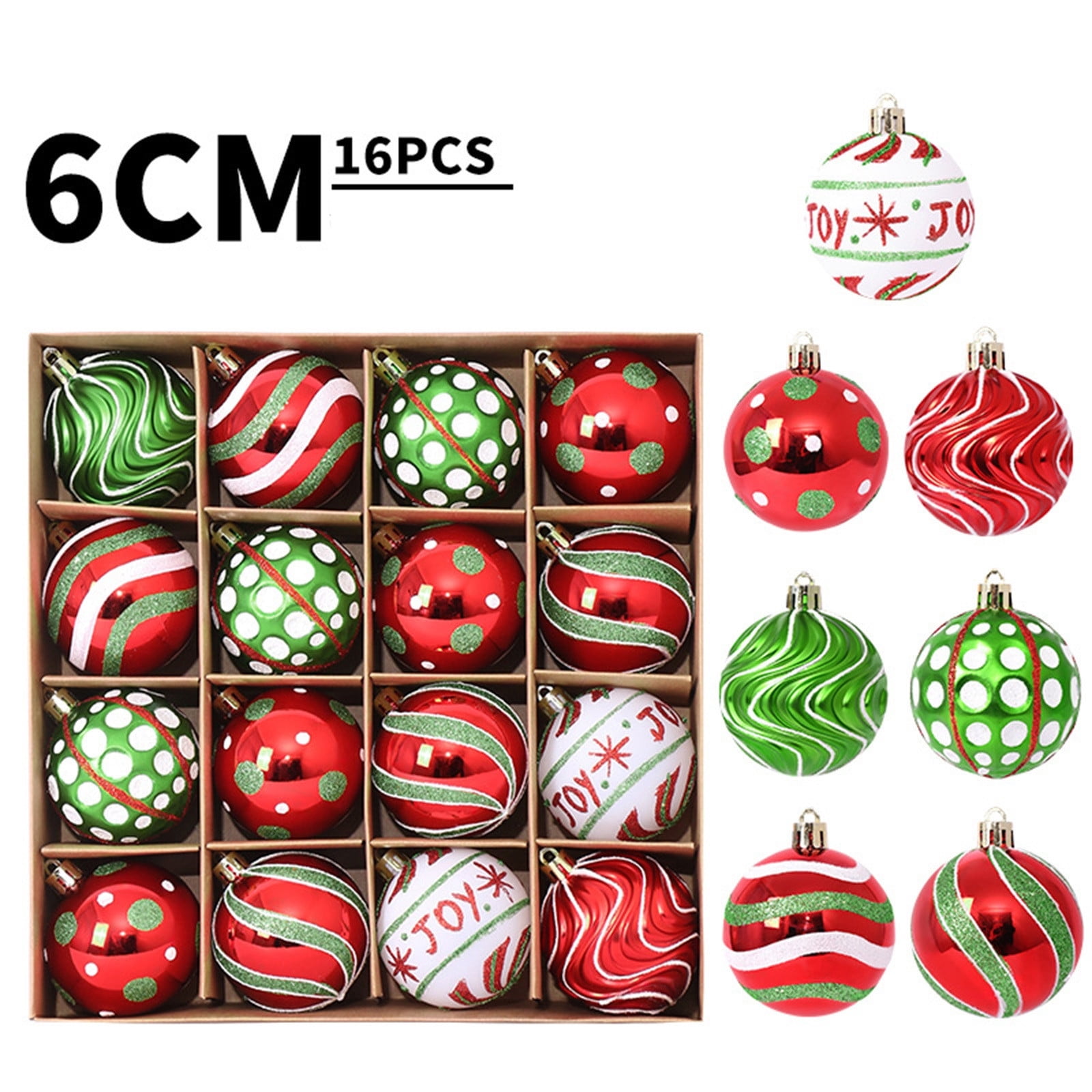 16 Pcs Christmas Tree Ball Ornaments, Christmas Decorations 2.36 inch ...