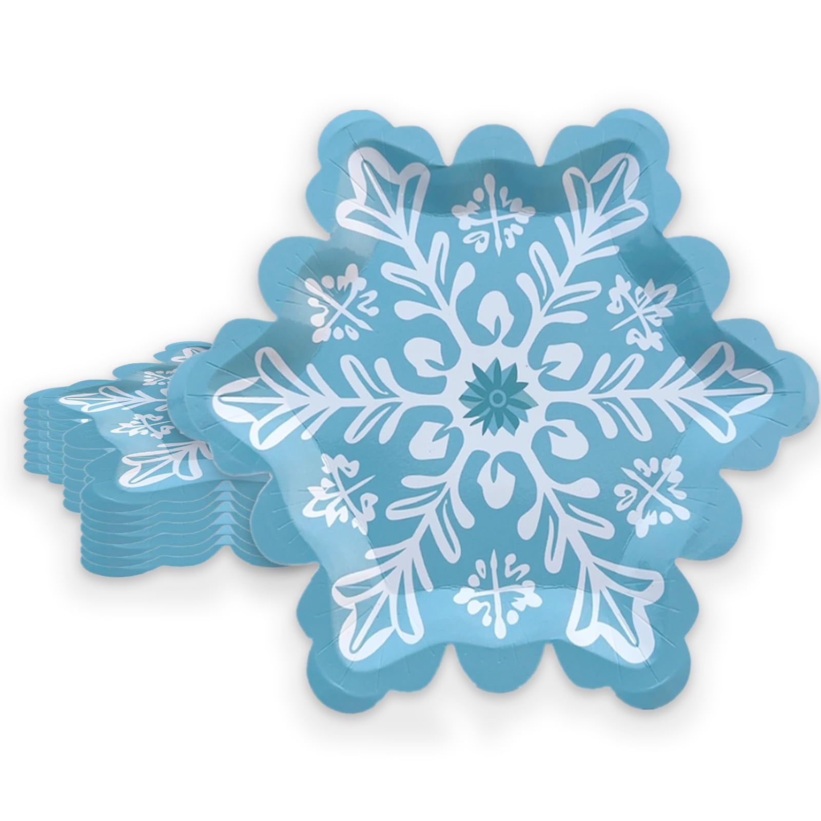 16 Pcs ChristmasITSC Snowflake Paper Plates Xmas Snowflake Shape ...