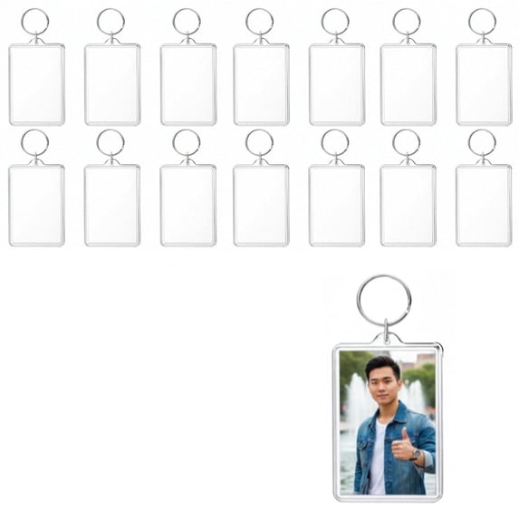 16 Pcs Clear Acrylic Photo Frame Keychain, Rectangle DIY Picture ...