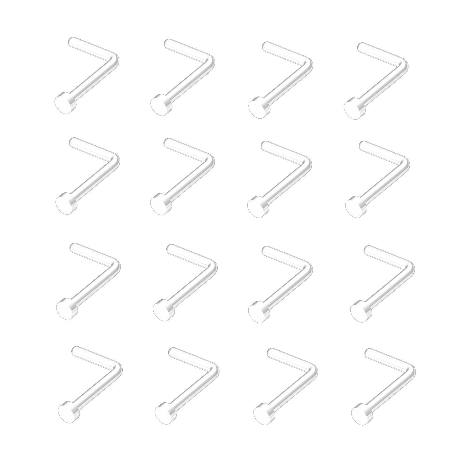 16 Pcs Clear Piercing Retainers for Surgery, 20G Bioflex Nose Rings ...