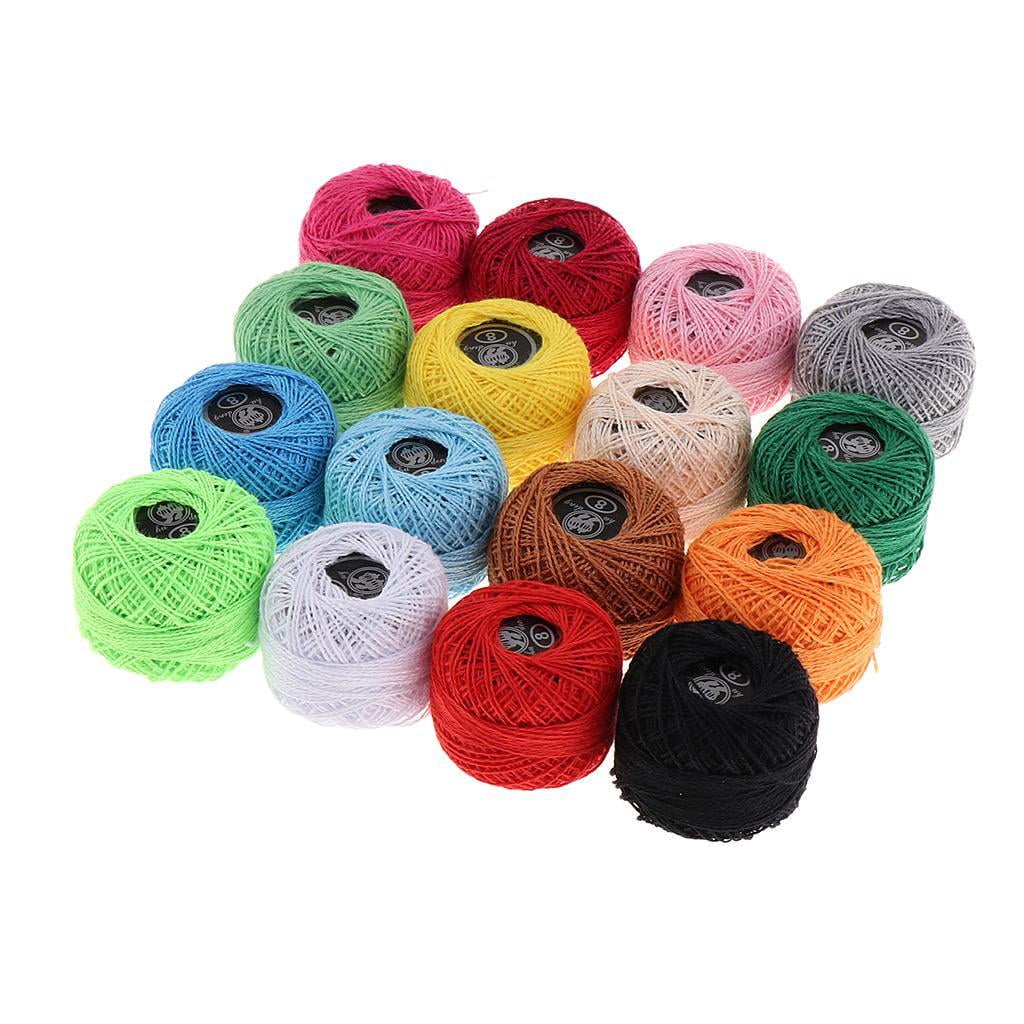 Sharplace 16 Pcs Crochet Cotton Thread Balls, Assorted Colors, Knitting ...